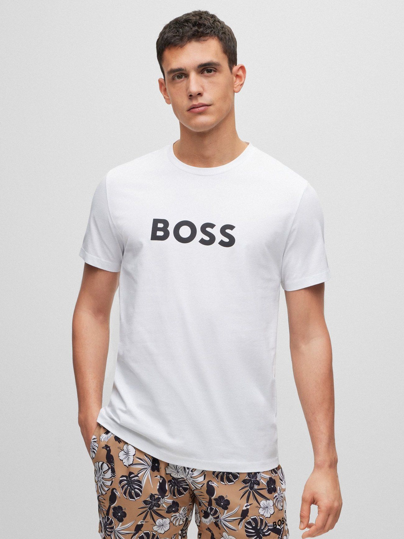 BOSS White Relaxed Fit Logo T-Shirt | Designerwear | Buy Now Pay Later ...