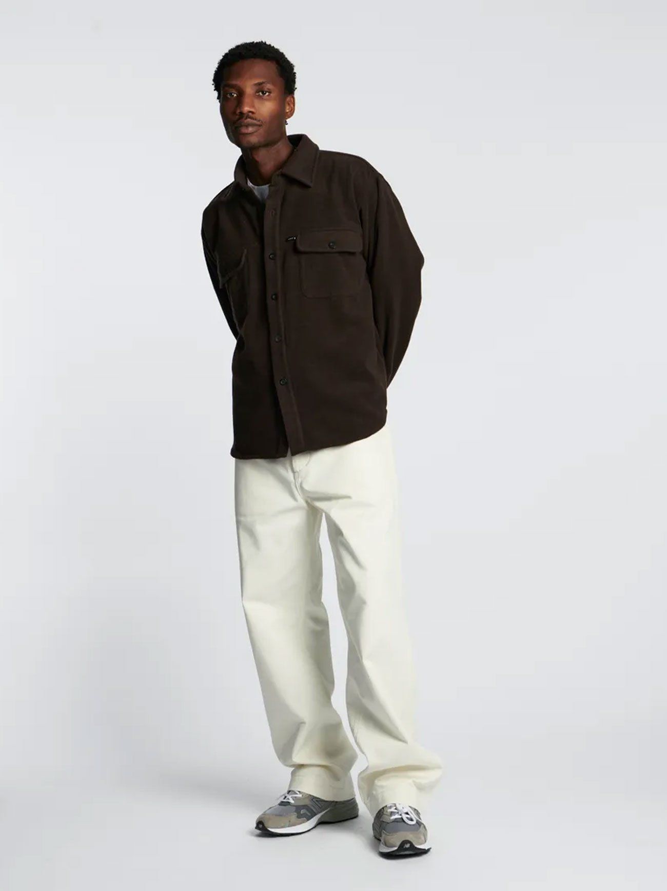 Edwin Mens Brown Jowen Long Sleeve Overshirt | Designerwear