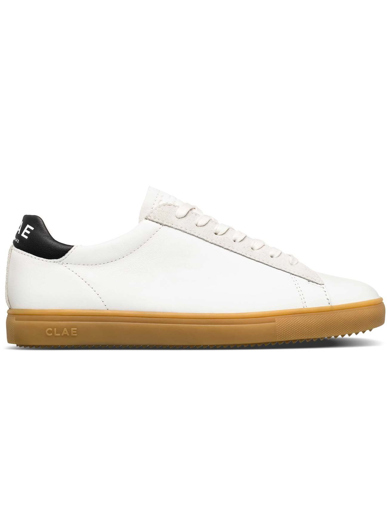 CLAE Footwear Mens White Black Light Gum Bradley Trainer | Designerwear