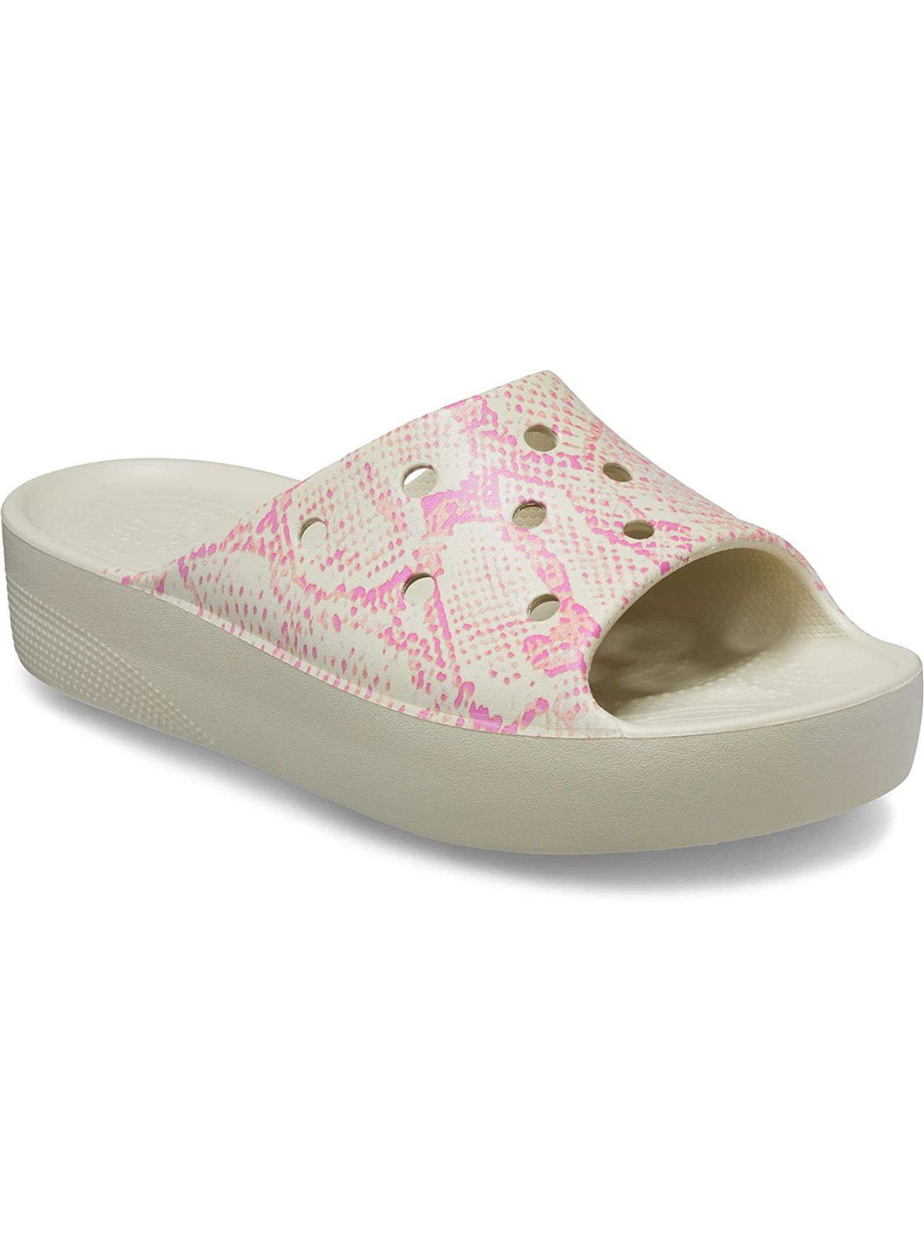 Crocs Bone Multicolour Classic Platform Slide | Designerwear | Hassle ...