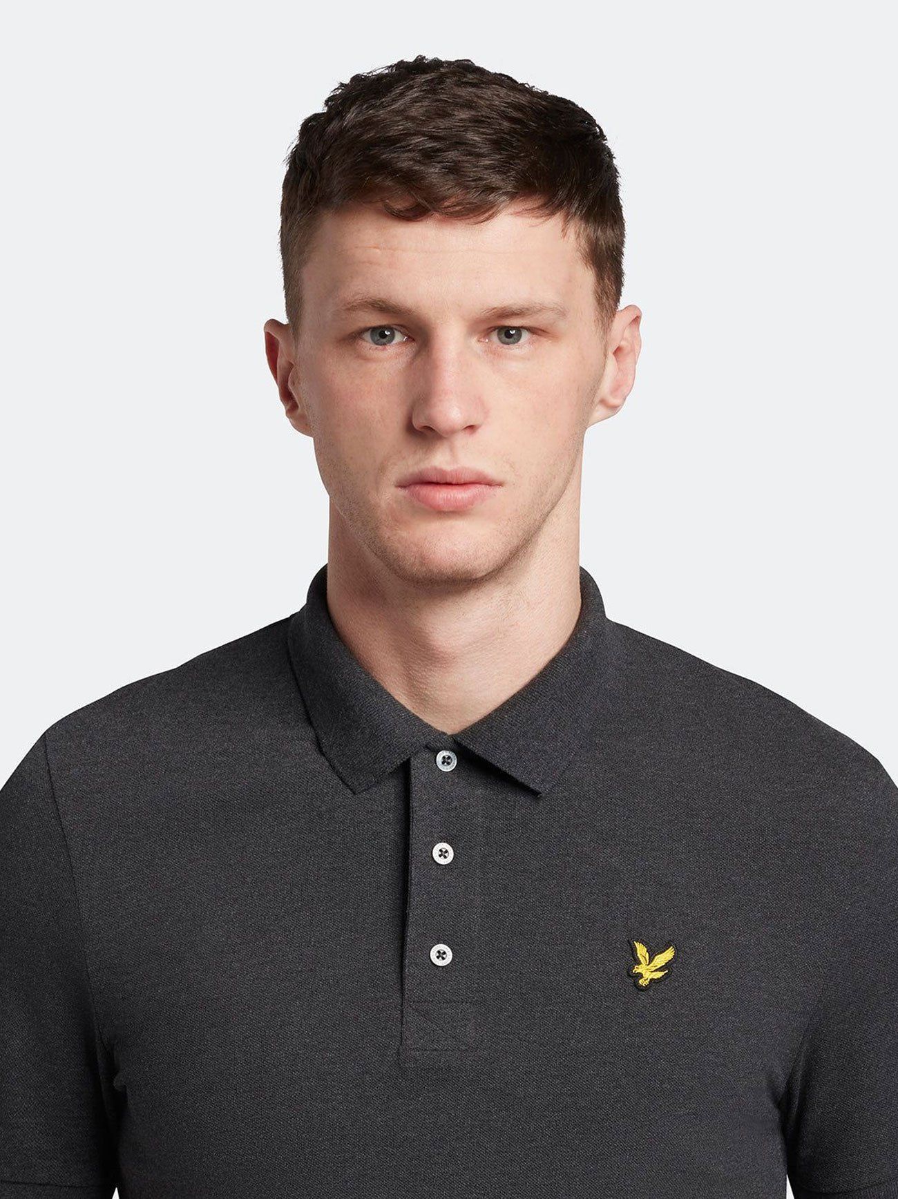 Lyle and Scott Mens Charcoal Marl Plain Polo Shirt | Designerwear