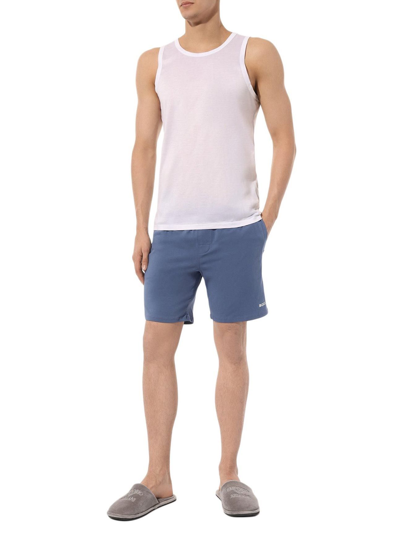 BOSS Mens Open Blue CW Stretch Cotton Pyjama Short | Designerwear