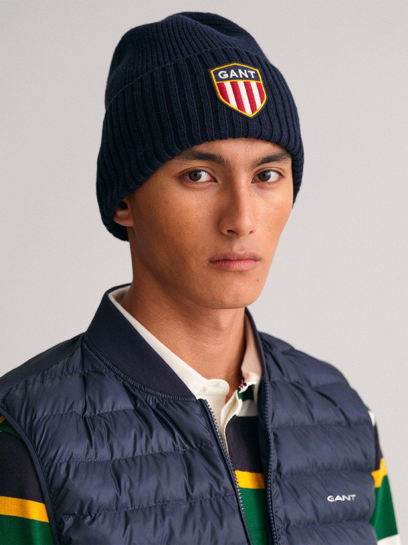 GANT Evening Blue Banner Shield Beanie | Designerwear | Next Day ...