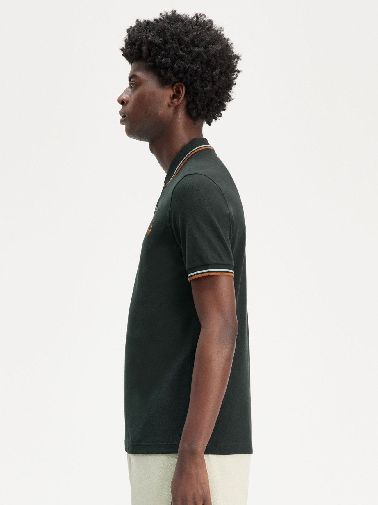 Fred Perry Mens Night Green Silver Blue Marmalade Twin Tipped Polo ...