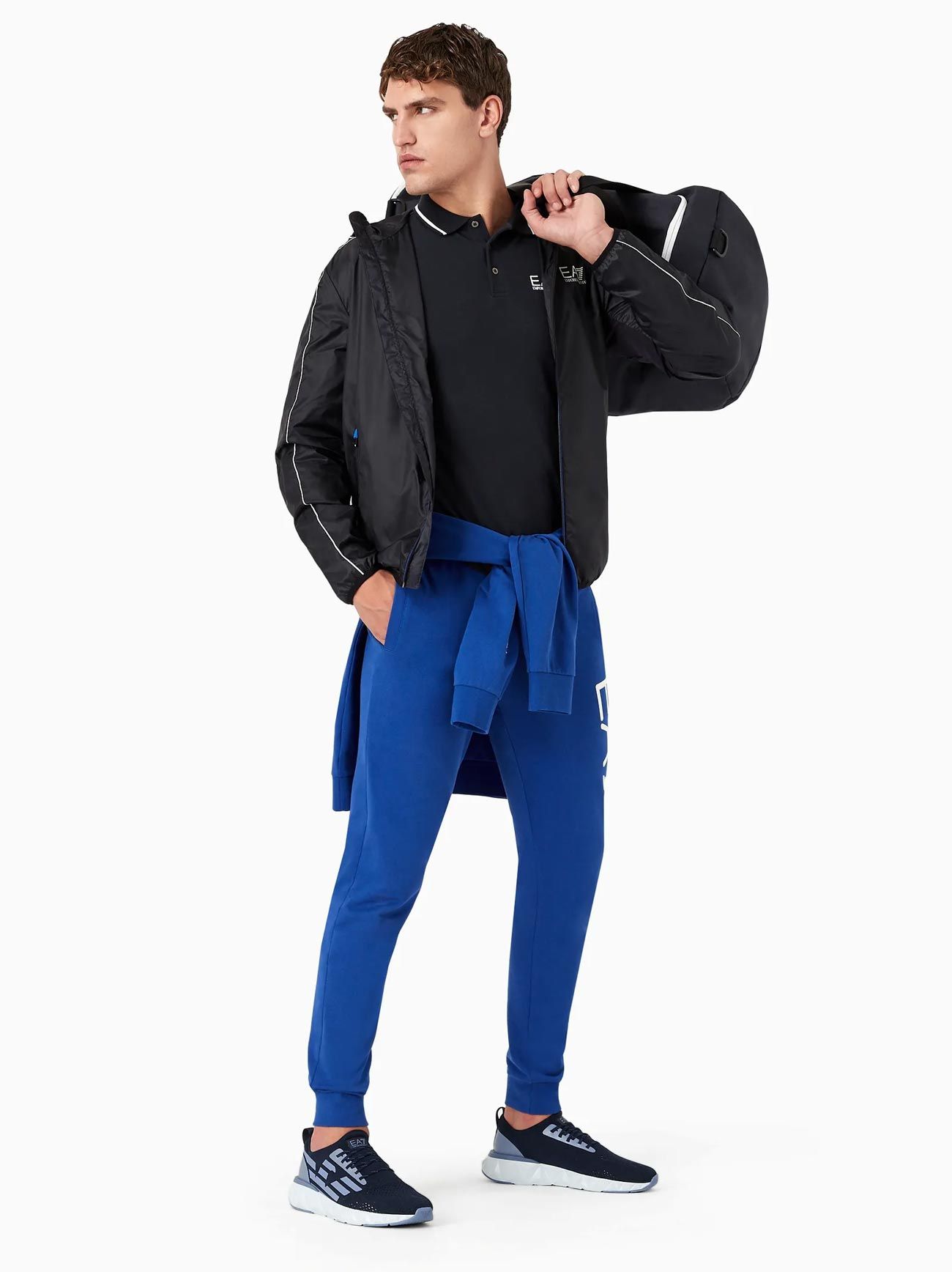 EA7 Mens Night Blue Logo Polo Shirt | Designerwear