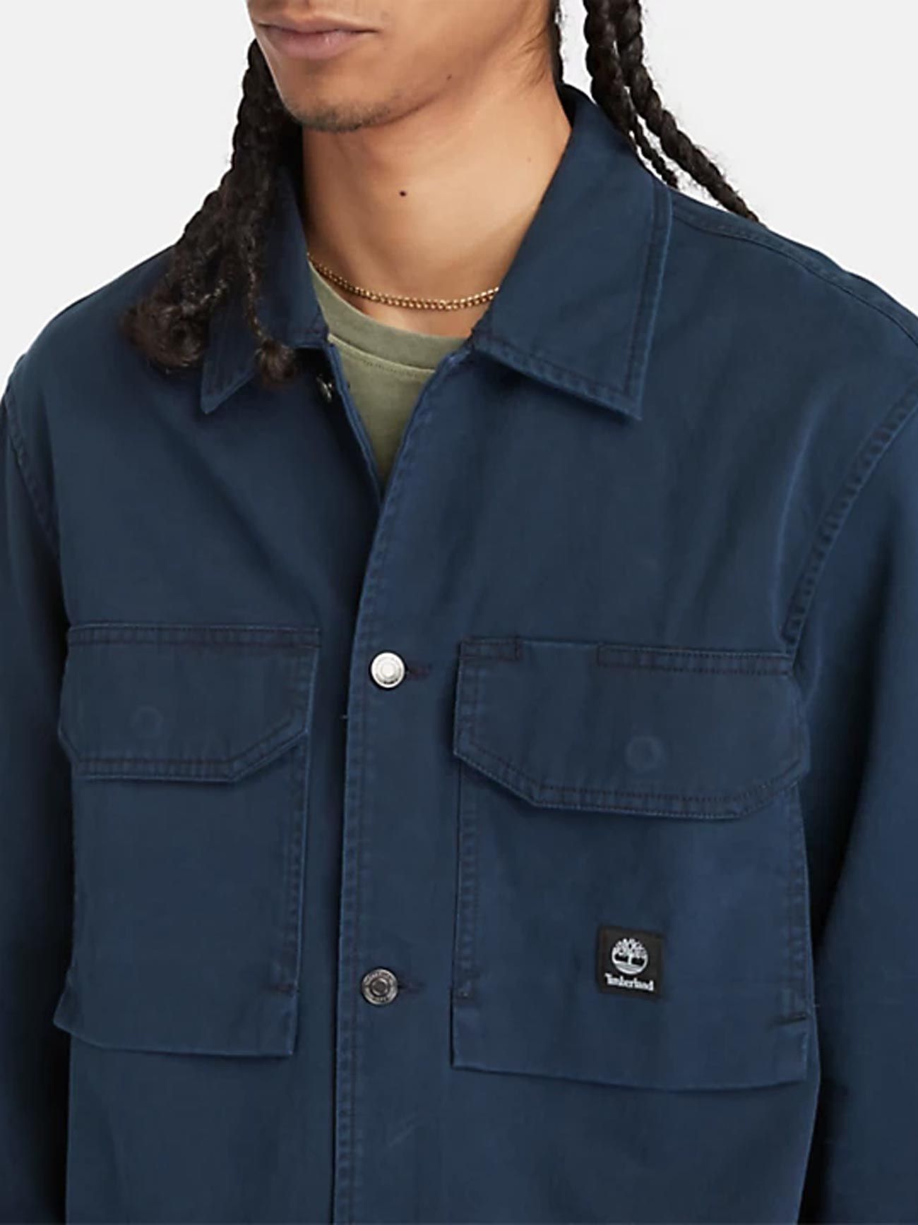 Timberland Mens Dark Sapphire Washed Heavy Twill Overshirt | Designerwear