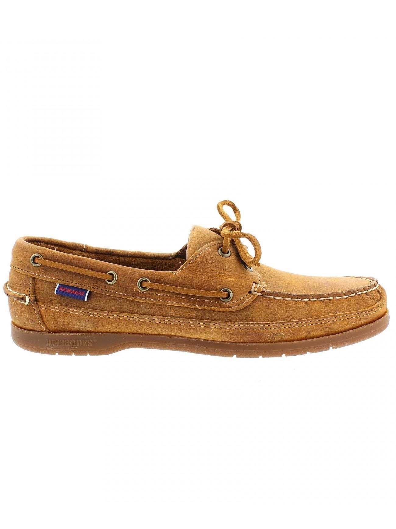Sebago Mens Brown Tan Schooner Crazy Horse Boat Shoe | Designerwear