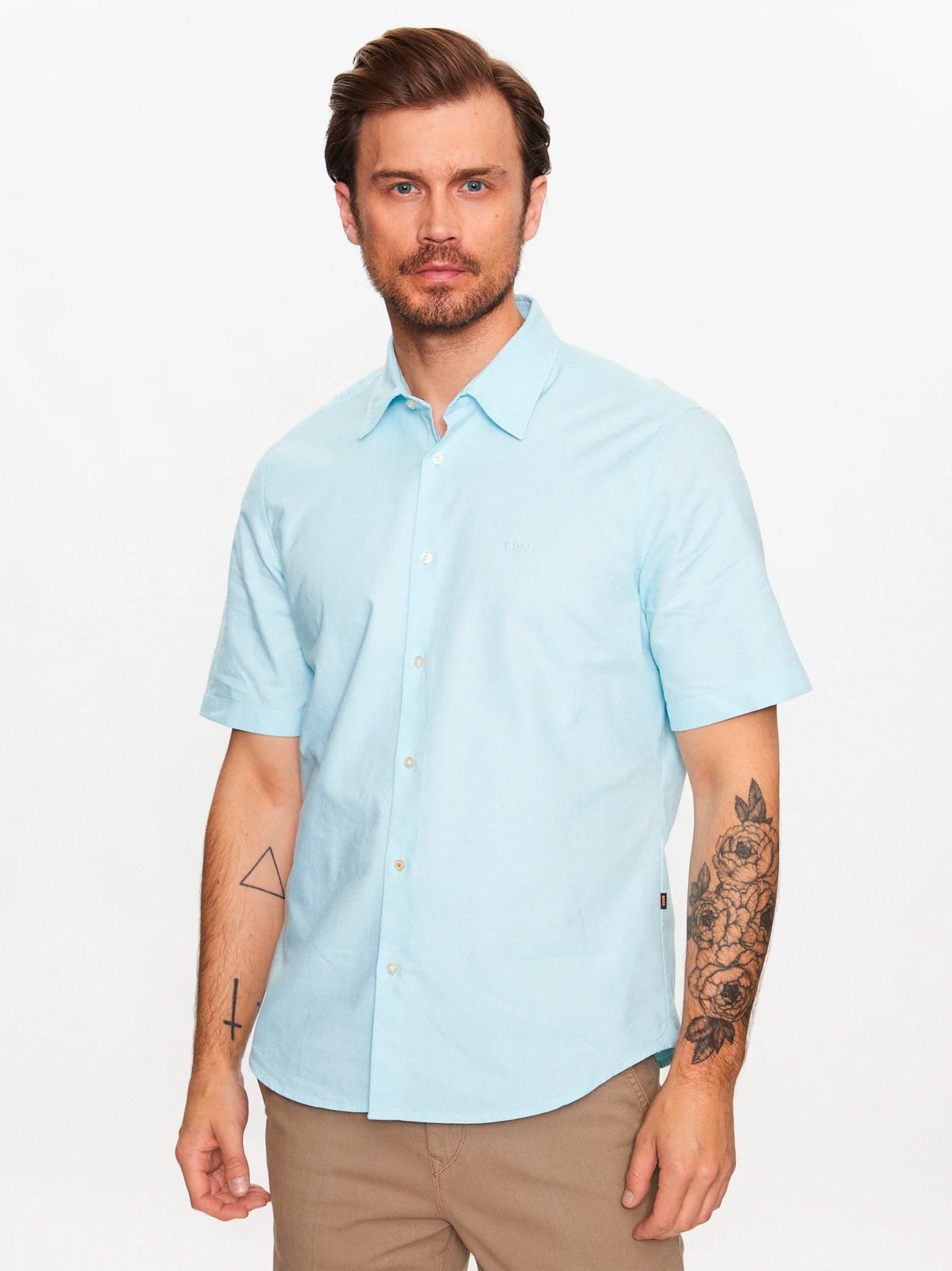 BOSS Open Blue Rash Short Sleeve Shirt | Designerwear | Pay in 30 Days ...