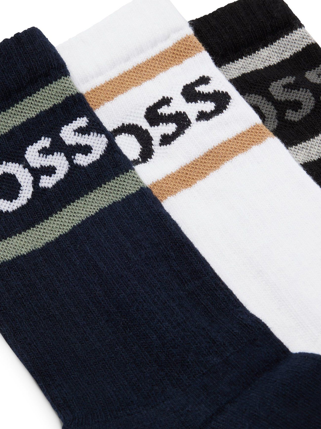 BOSS Multicoloured 3-Pack Stripe Logo Socks | Designerwear | Hassle ...