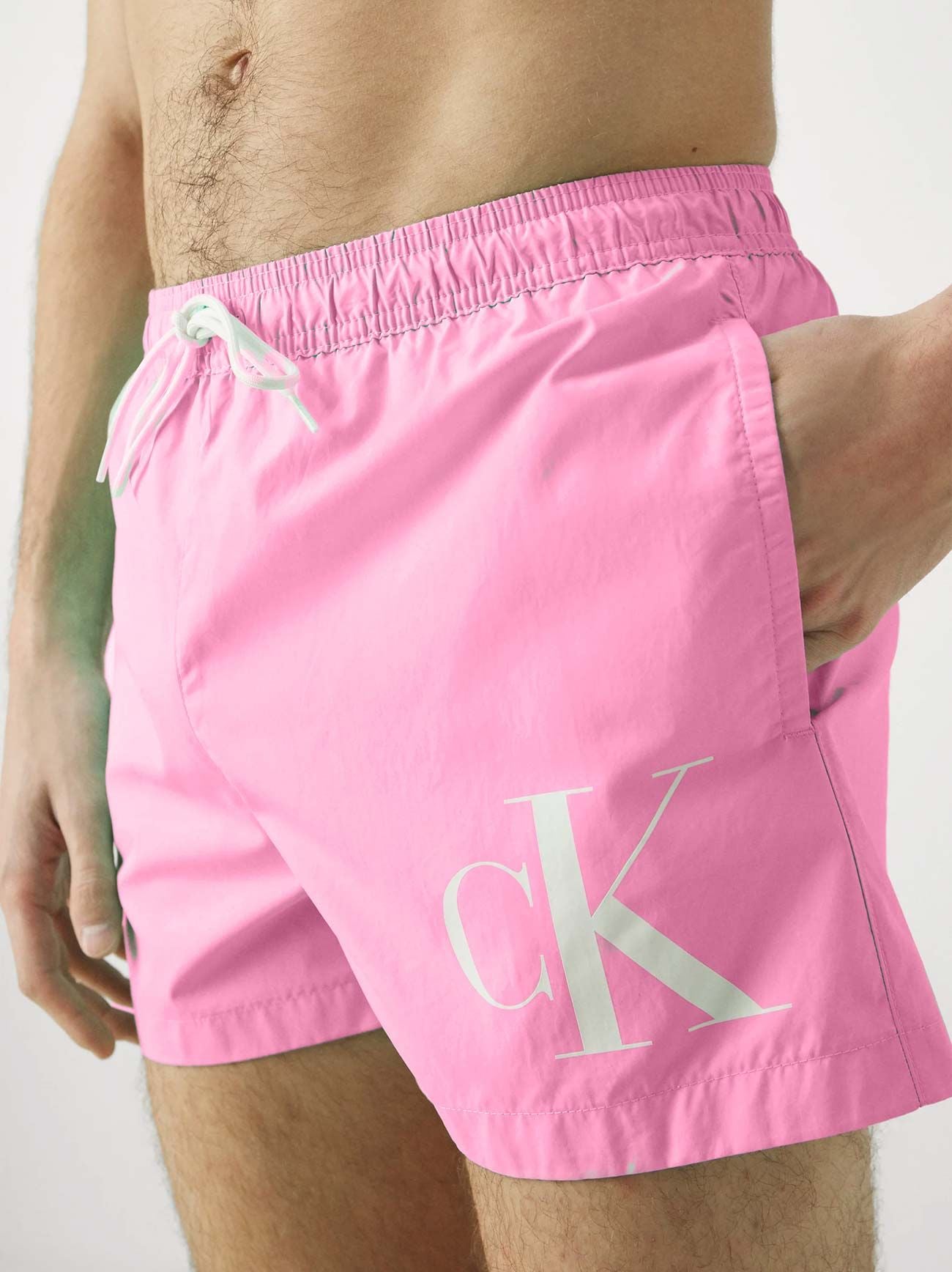 Calvin Klein Mens Sachet Pink CKJ Monogram Swim Short | Designerwear
