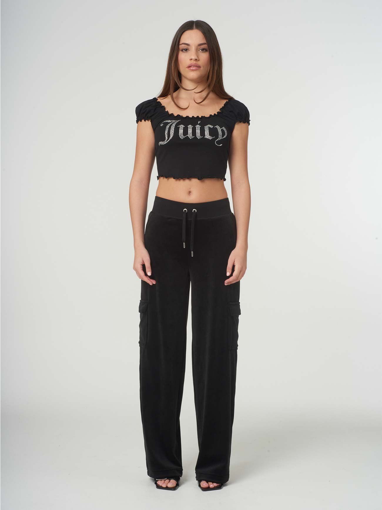 Juicy Couture Womens Black Brodie Square Neck Tank Top | Designerwear