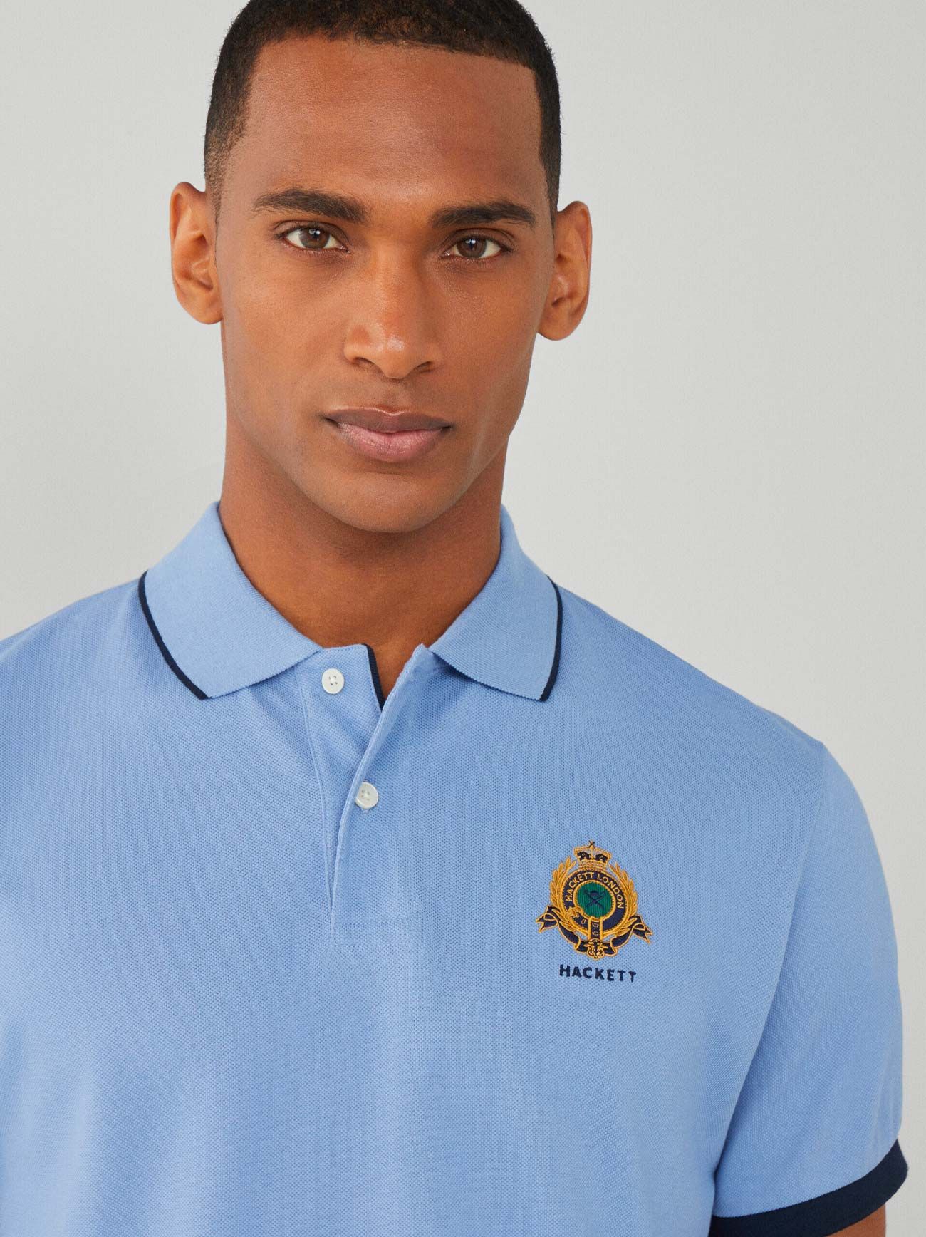 Hackett Mens Blue Heritage Logo Polo Shirt | Designerwear