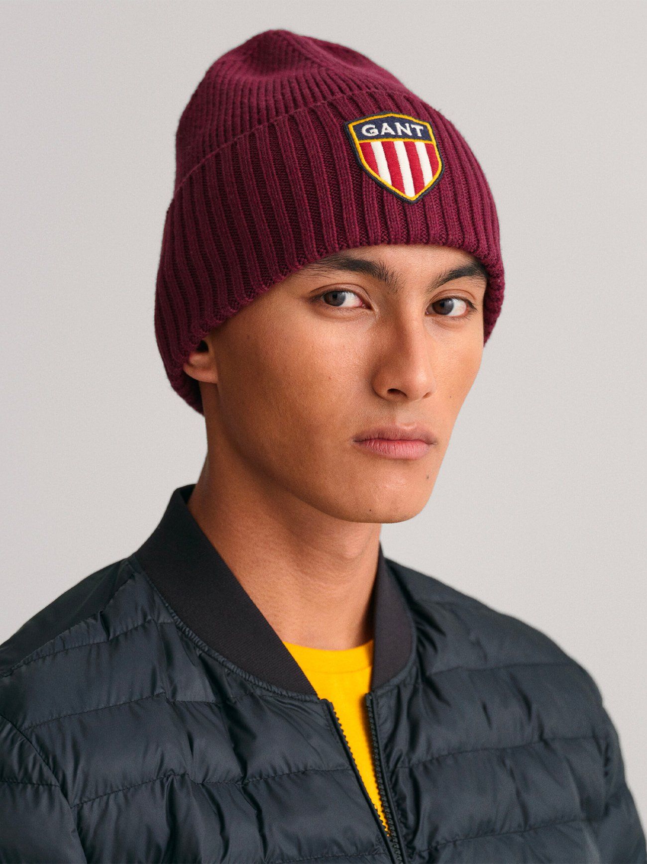 GANT Red Shadow Banner Shield Beanie | Designerwear | Buy Now Pay Later ...