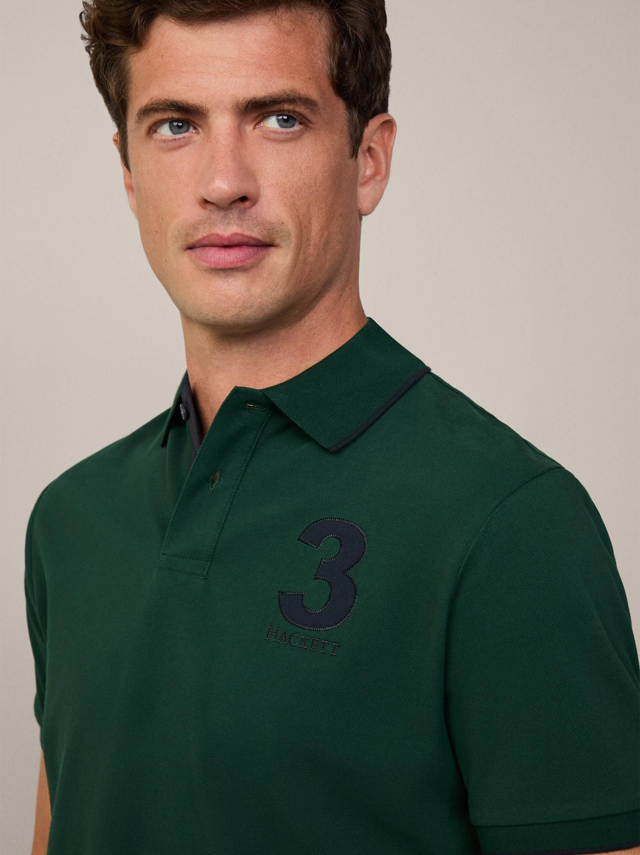 Hackett Mens Forest Night Green Heritage Number Polo Shirt | Designerwear
