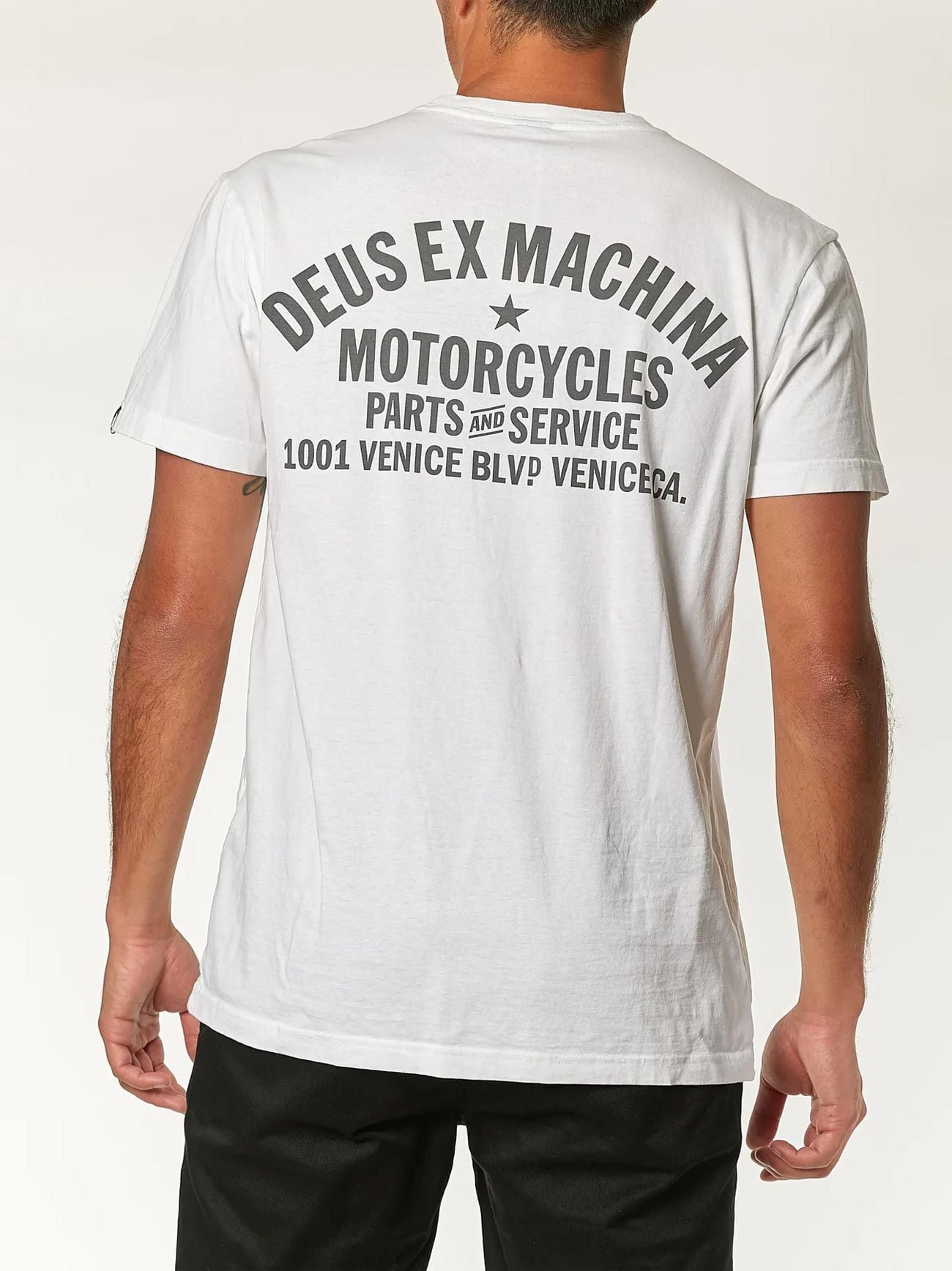 Deus Ex Machina Mens White Venice Address T-Shirt | Designerwear
