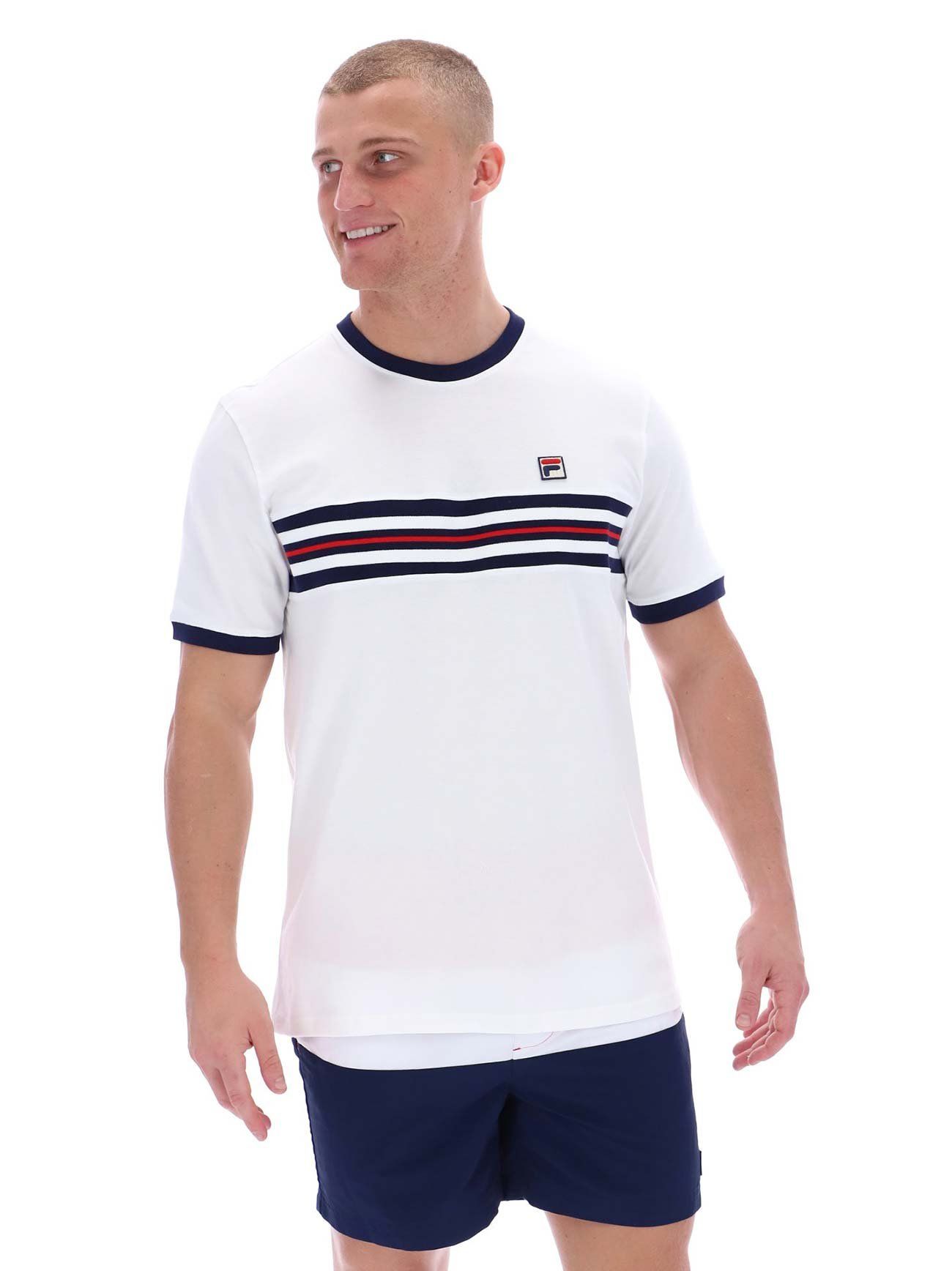 FILA Mens White FILA Navy FILA Red Joey T-Shirt | Designerwear