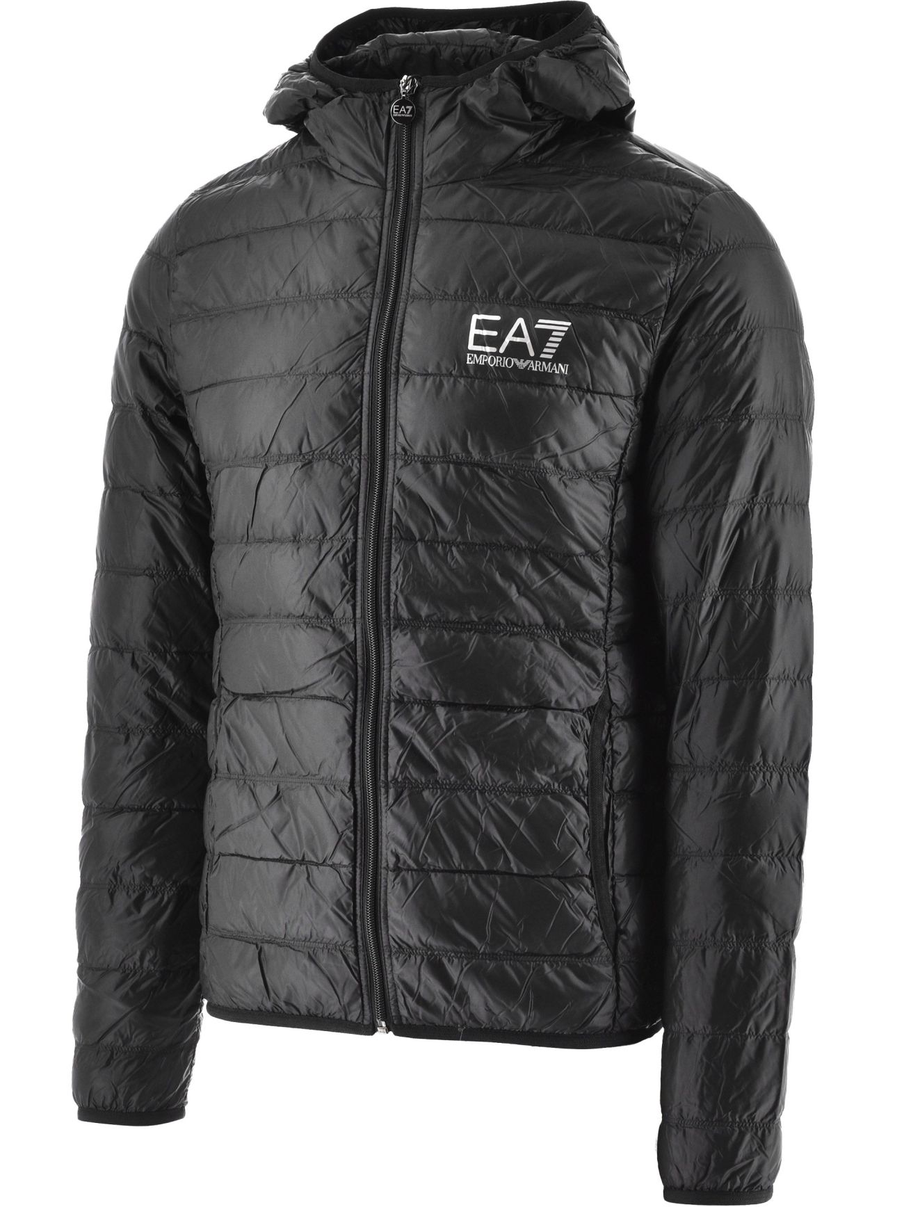 EA7 Mens Black Identity Puffer Jacket | Designerwear