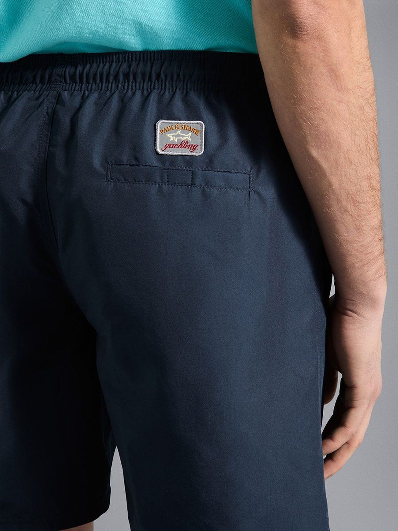 Paul and Shark Mens Blue Reflective Logo Swim Shorts | Designerwear ...