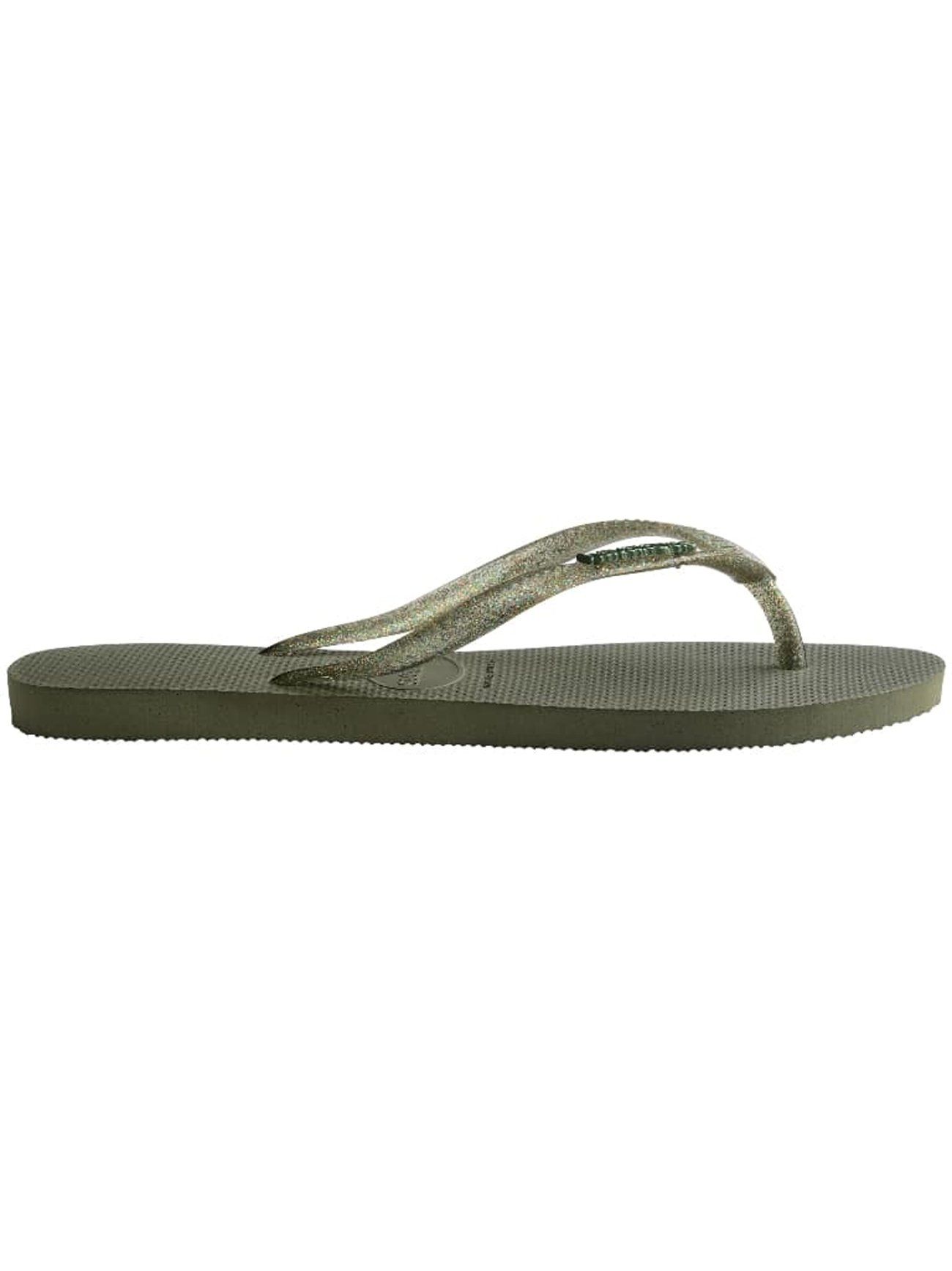 Havaianas Womens Metallic Green Slim Logo Flip Flop | Designerwear