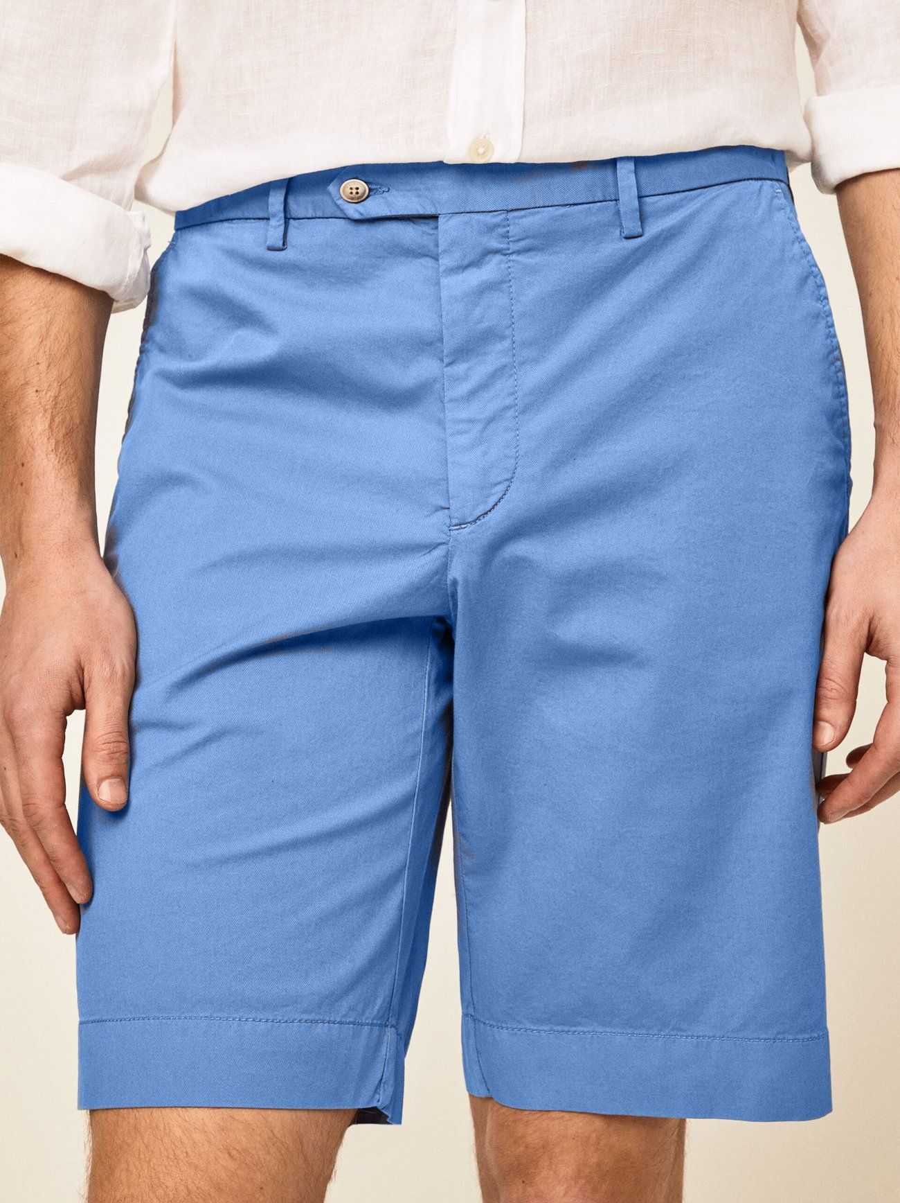 Hackett Mens Dusty Blue Cotton Twill Shorts | Designerwear | Hassle ...