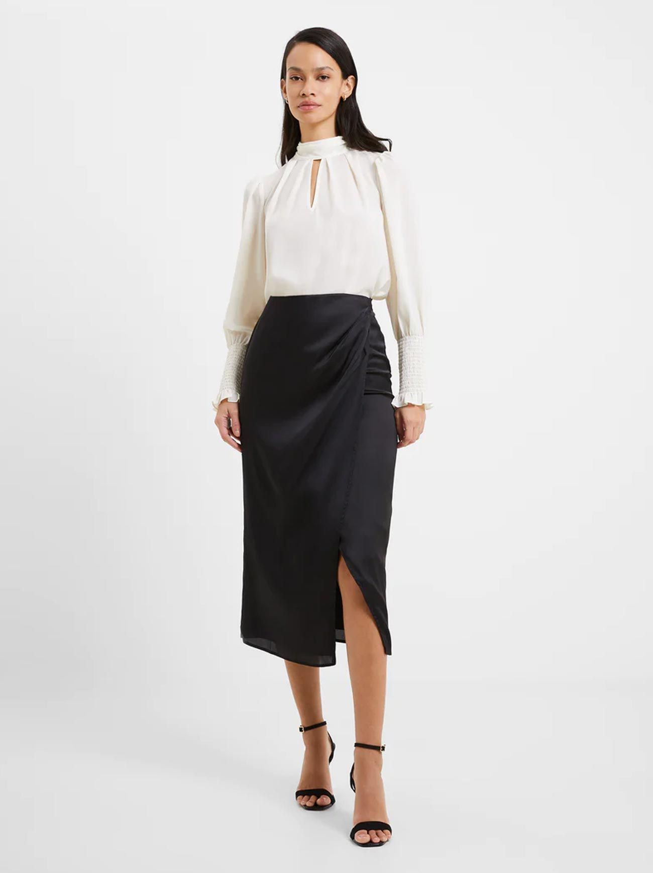 French Connection Womens Blackout Inu Satin Midi Wrap Skirt | Designerwear