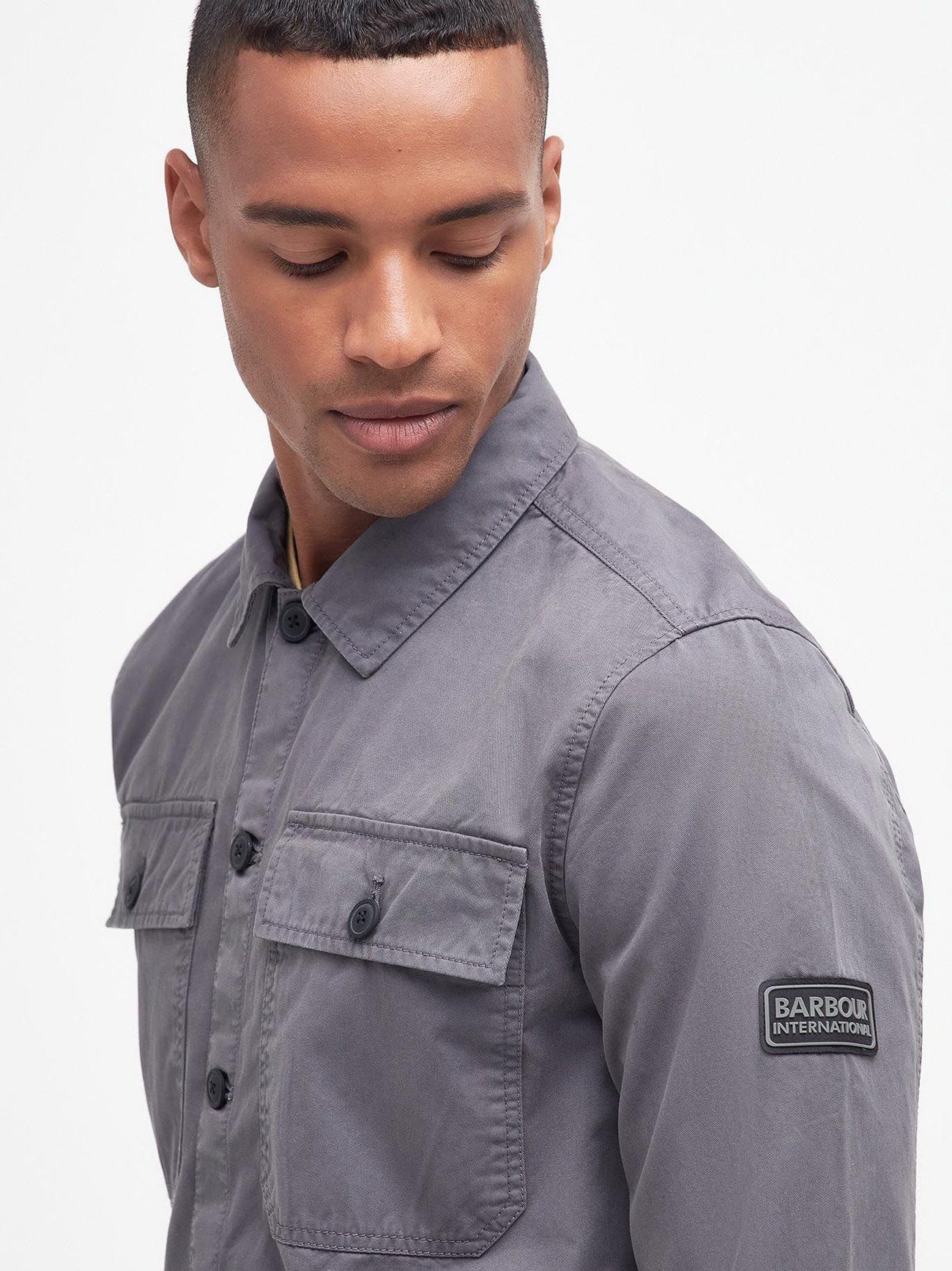 Barbour Mens Night Grey Adey Overshirt | Designerwear