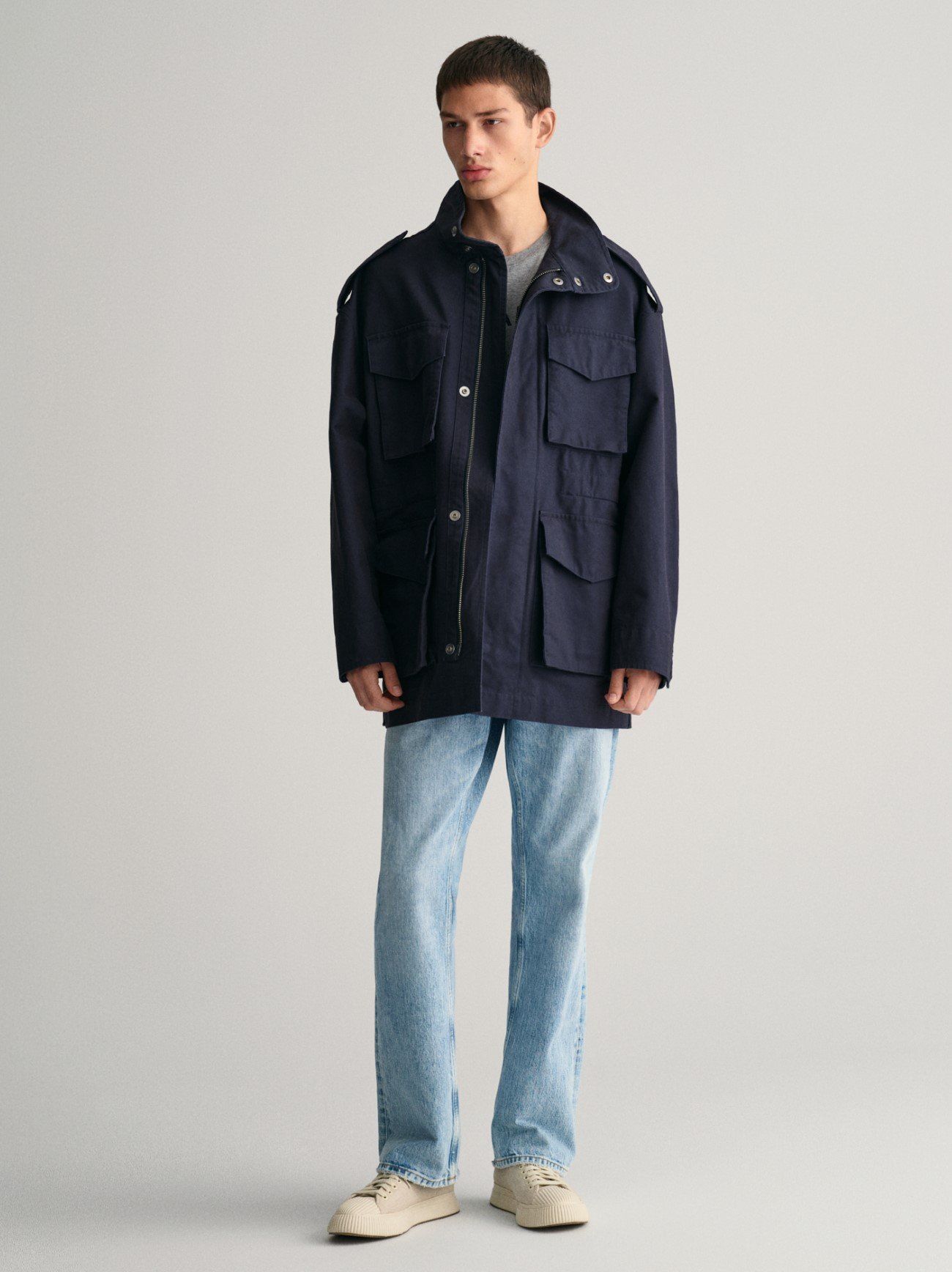 GANT Mens Evening Blue Cotton Field Jacket | Designerwear