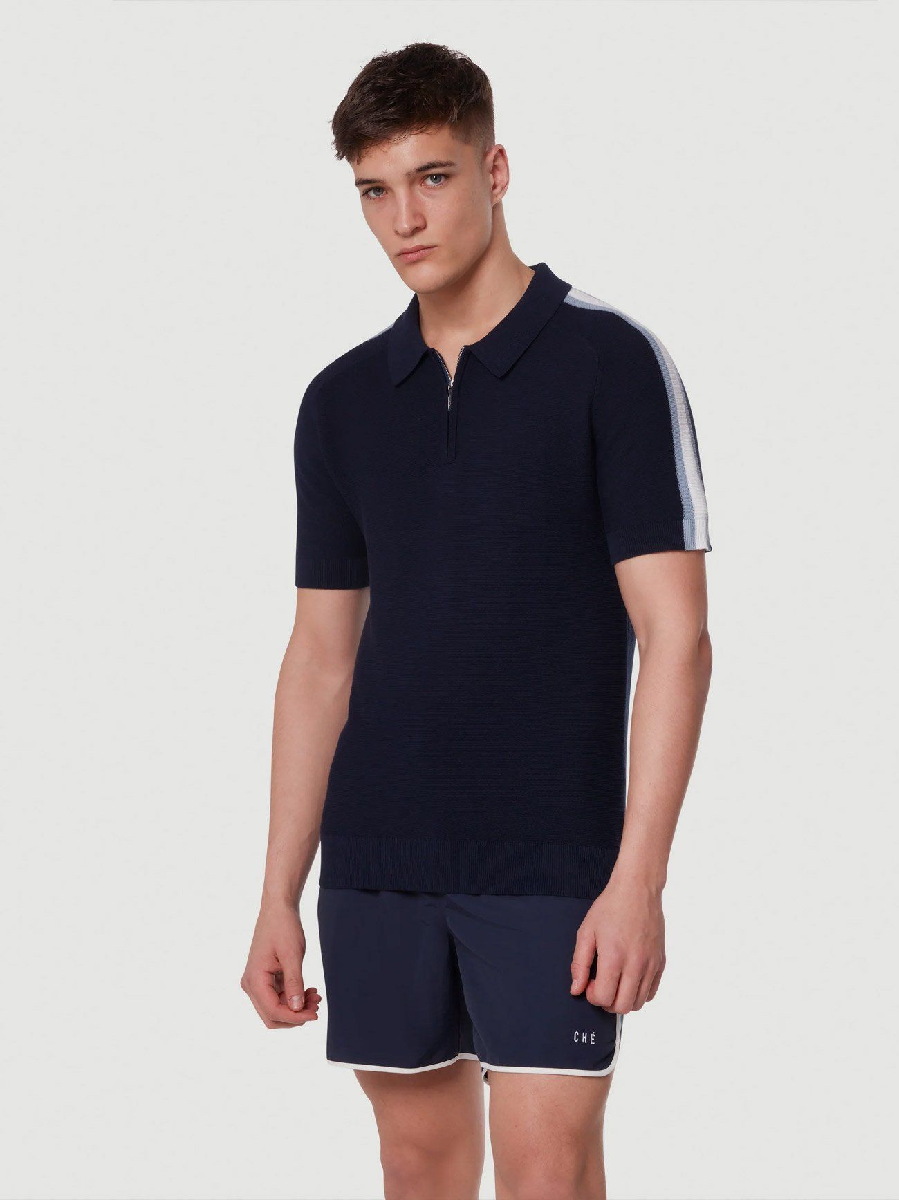 CHÉ Mens Navy Harlow Polo Shirt | Designerwear