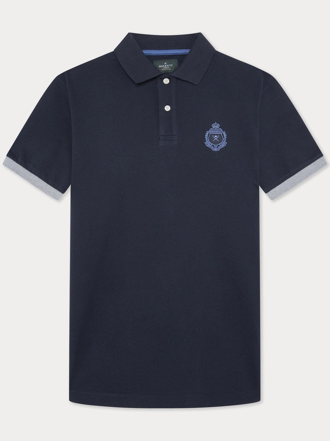 Hackett Mens Midnight Blue Heritage Logo Polo Shirt | Designerwear