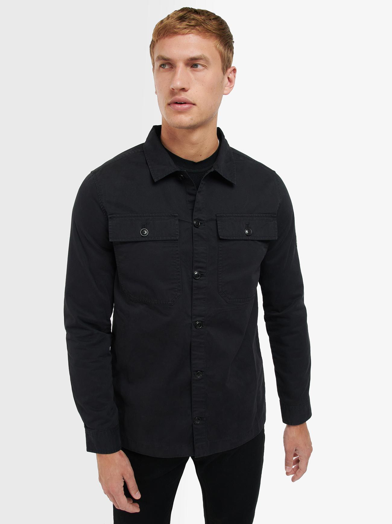 Barbour Mens Black Adey Overshirt | Designerwear