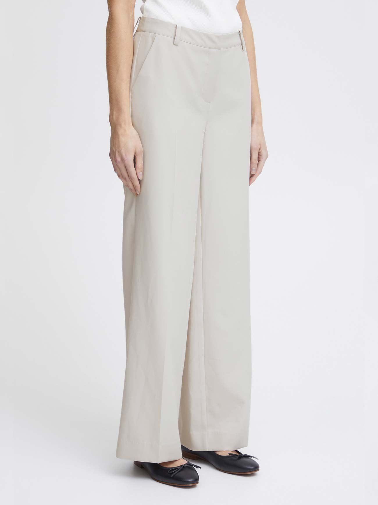 ICHI Womens Silver Grey Lexi Wide Trouser | Designerwear