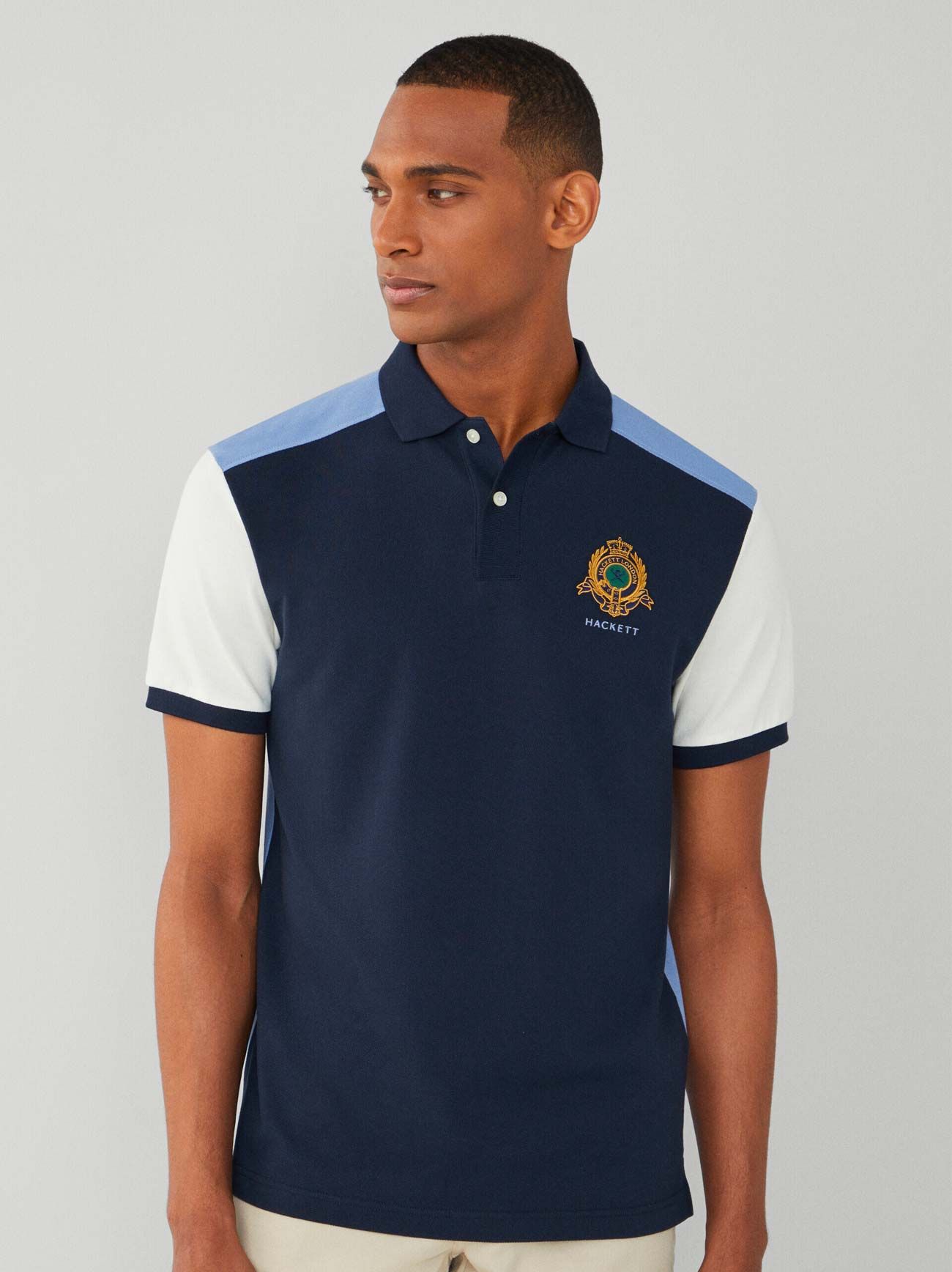 Hackett Mens Navy Heritage Multi Polo Shirt | Designerwear