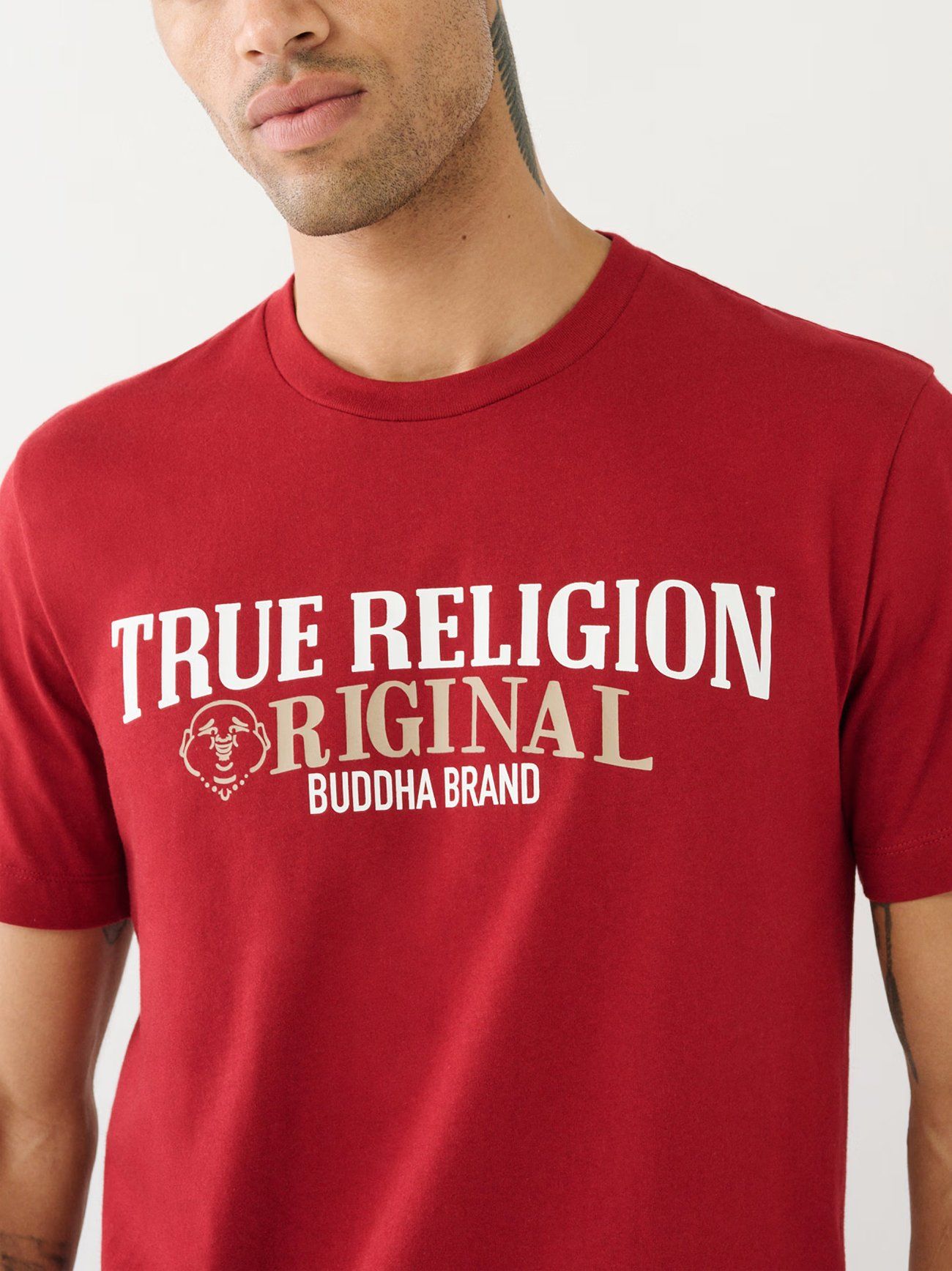 True Religion Mens Red Dahlia True Logo T-Shirt | Designerwear