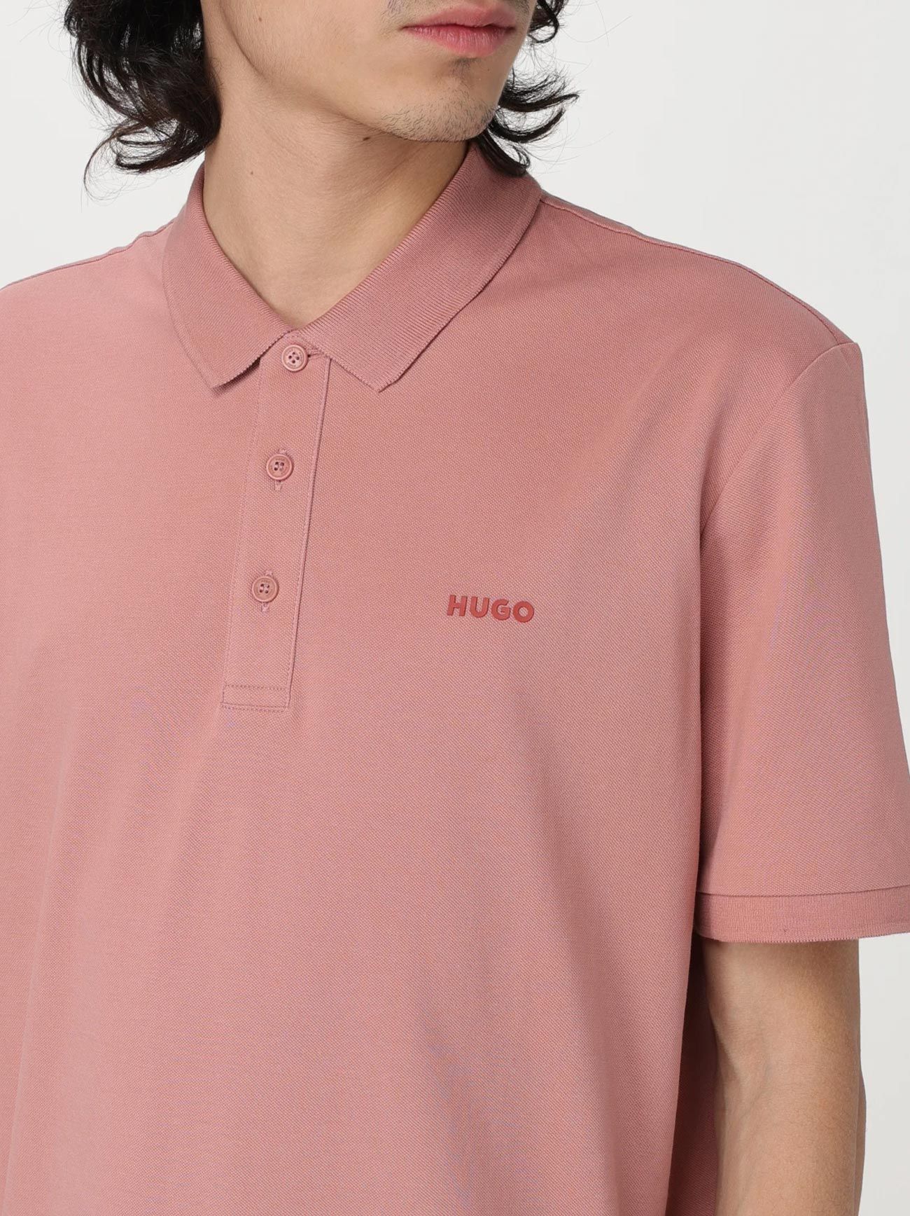 HUGO Mens Light Pastel Red Donos222 Polo Shirt | Designerwear