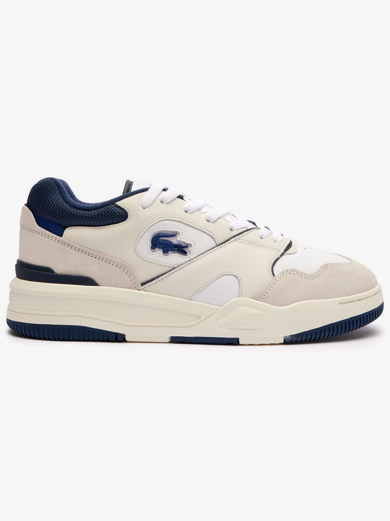 Lacoste Mens White Navy Lineshot Trainer | Designerwear