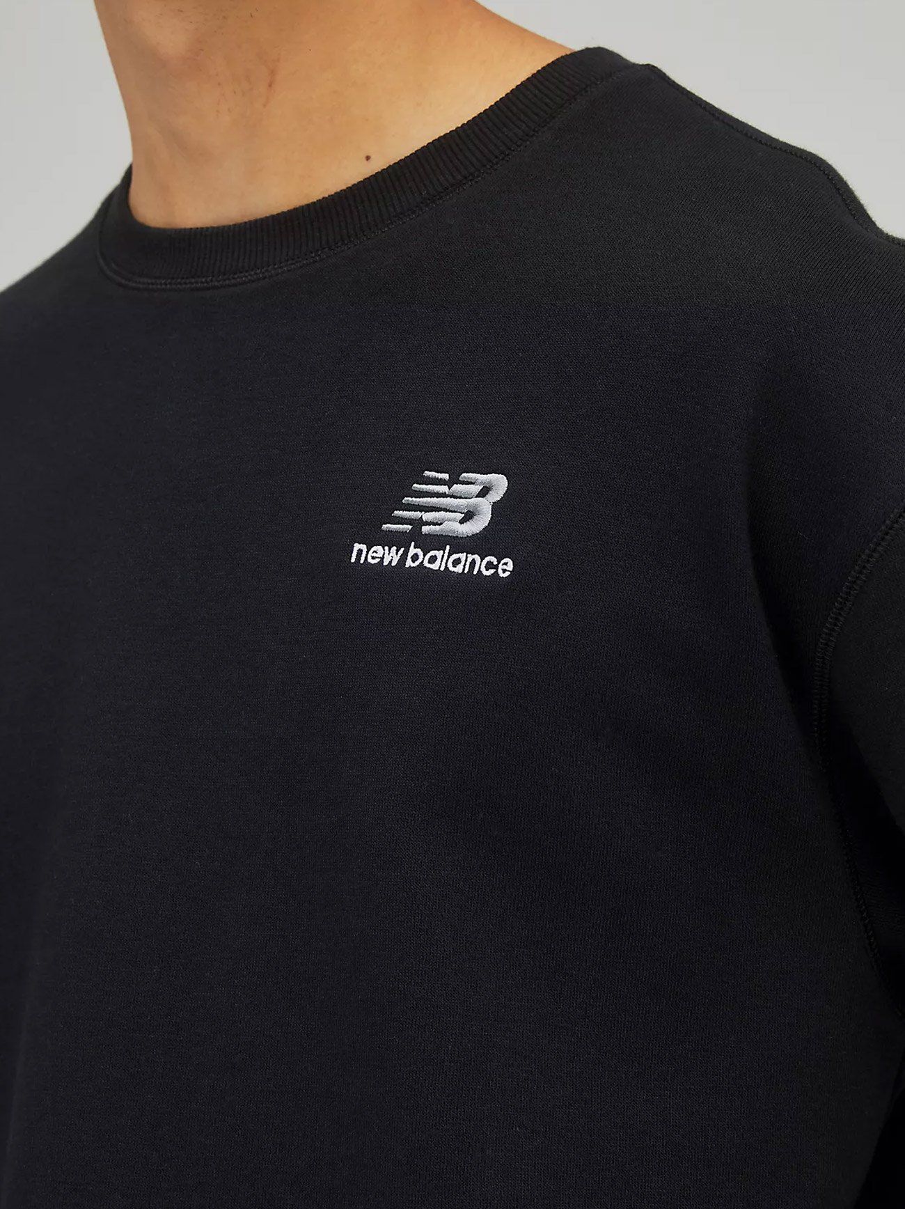 New Balance Mens Black Uni-ssentials Crew Neck Sweatshirt | Designerwear