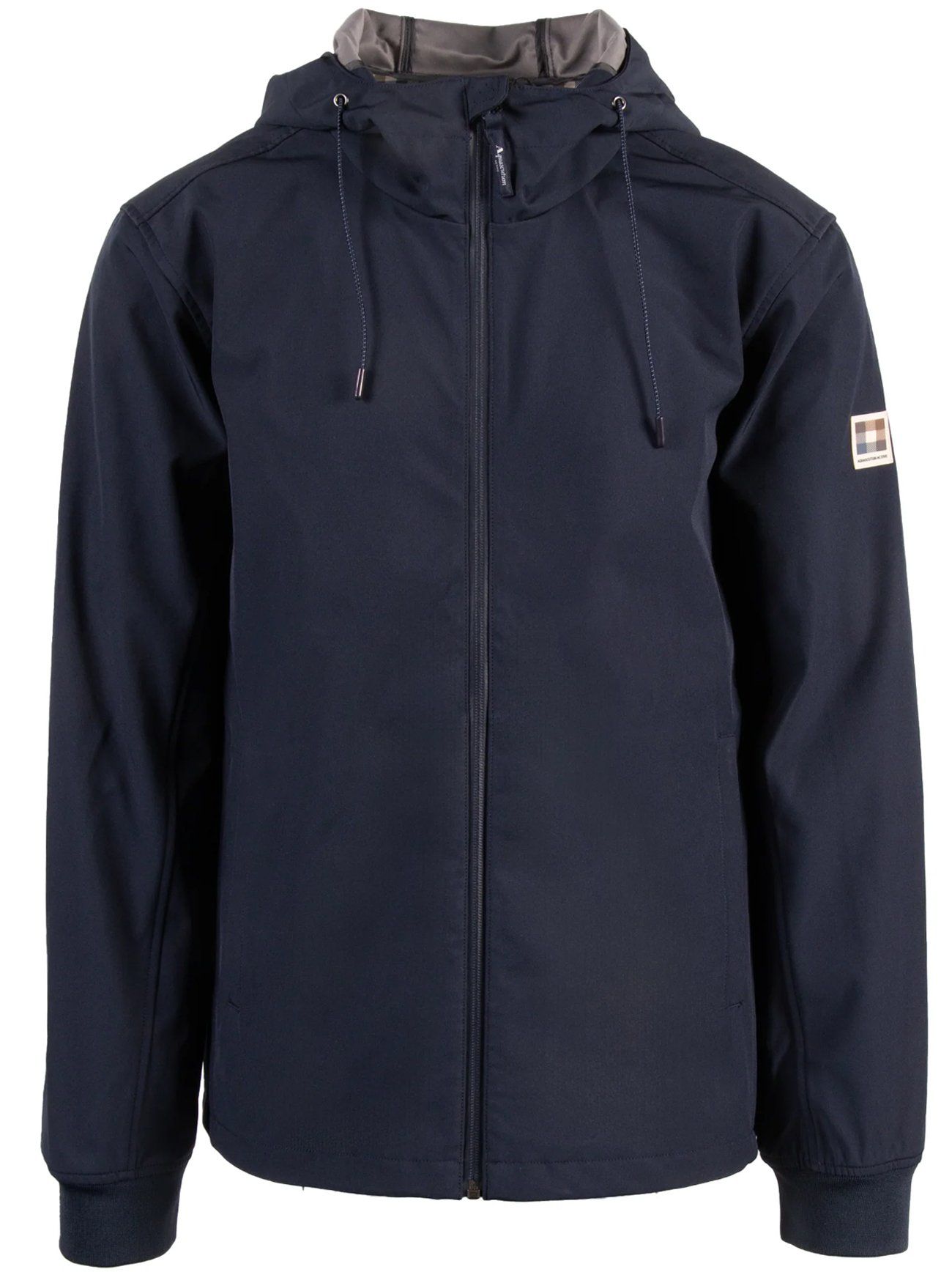 Aquascutum Mens Navy Shell Hybrid Hooded Jacket | Designerwear