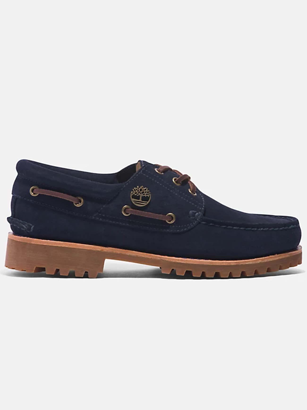 Timberland Mens Dark Blue Suede Authentic Boat Shoe | Designerwear