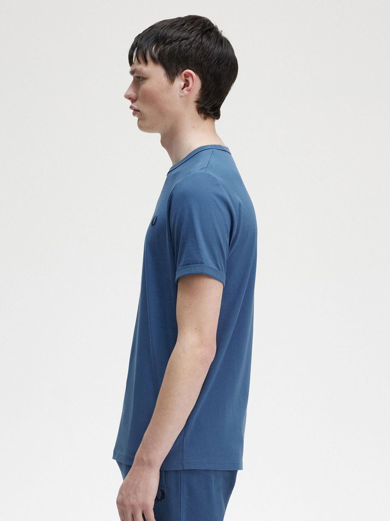 Fred Perry Mens Midnight Blue Ringer T-Shirt | Designerwear