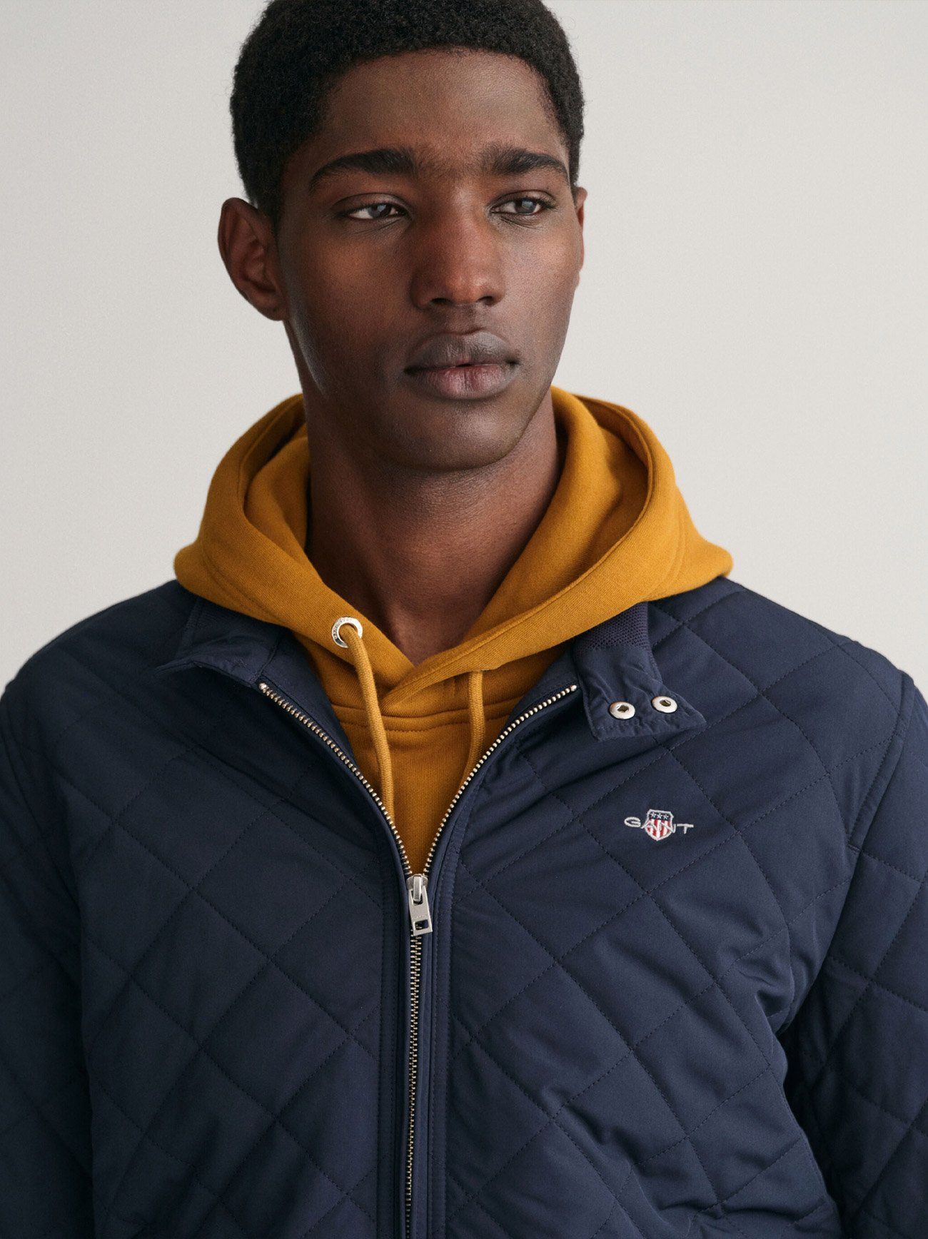 GANT Mens Evening Blue Quilted Windcheater Jacket | Designerwear