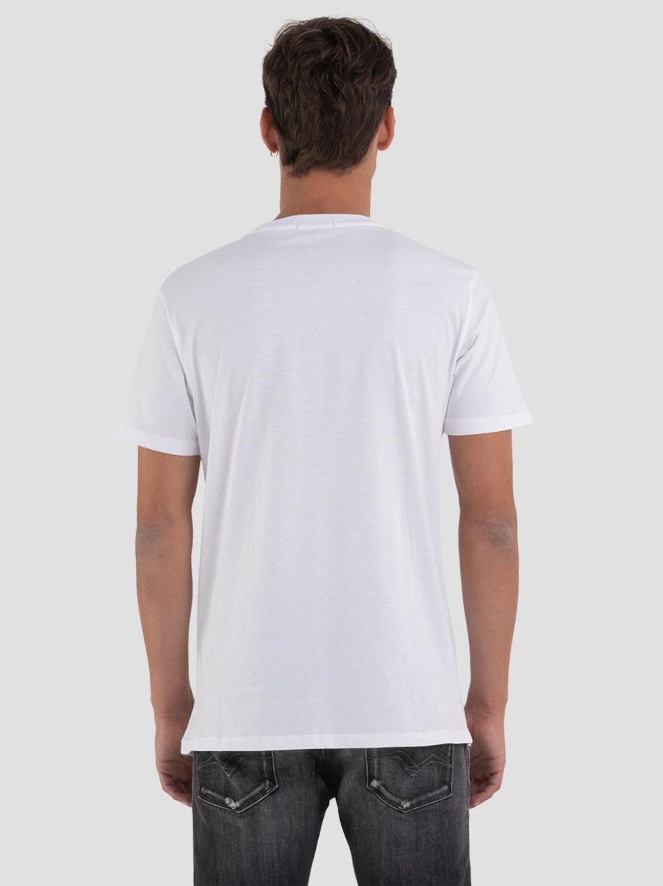 Replay White Printed Logo T-Shirt | Designerwear | Hassle Free Returns