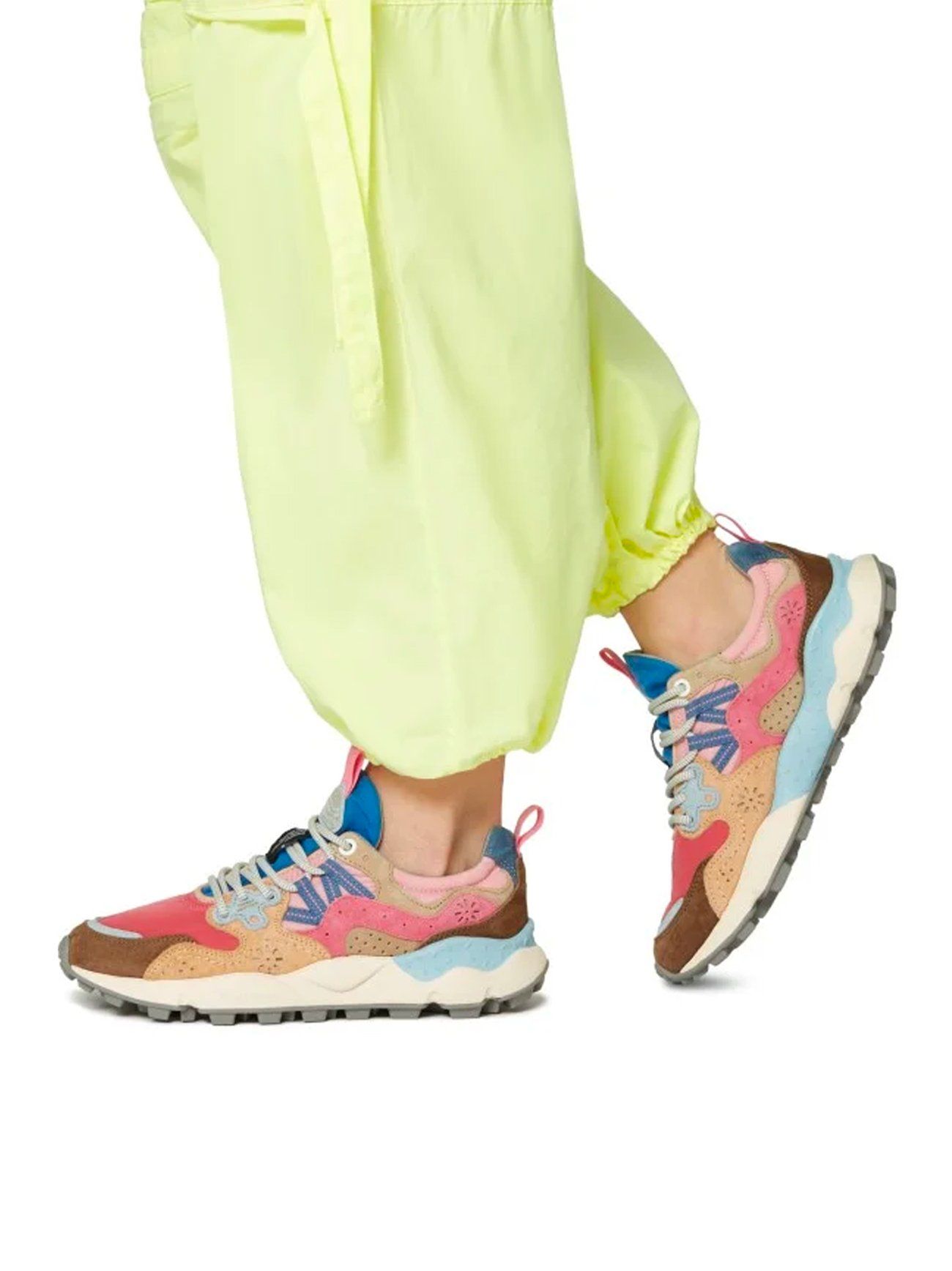Flower Mountain Womens Pink Multicolour Yamano 3 Trainer | Designerwear