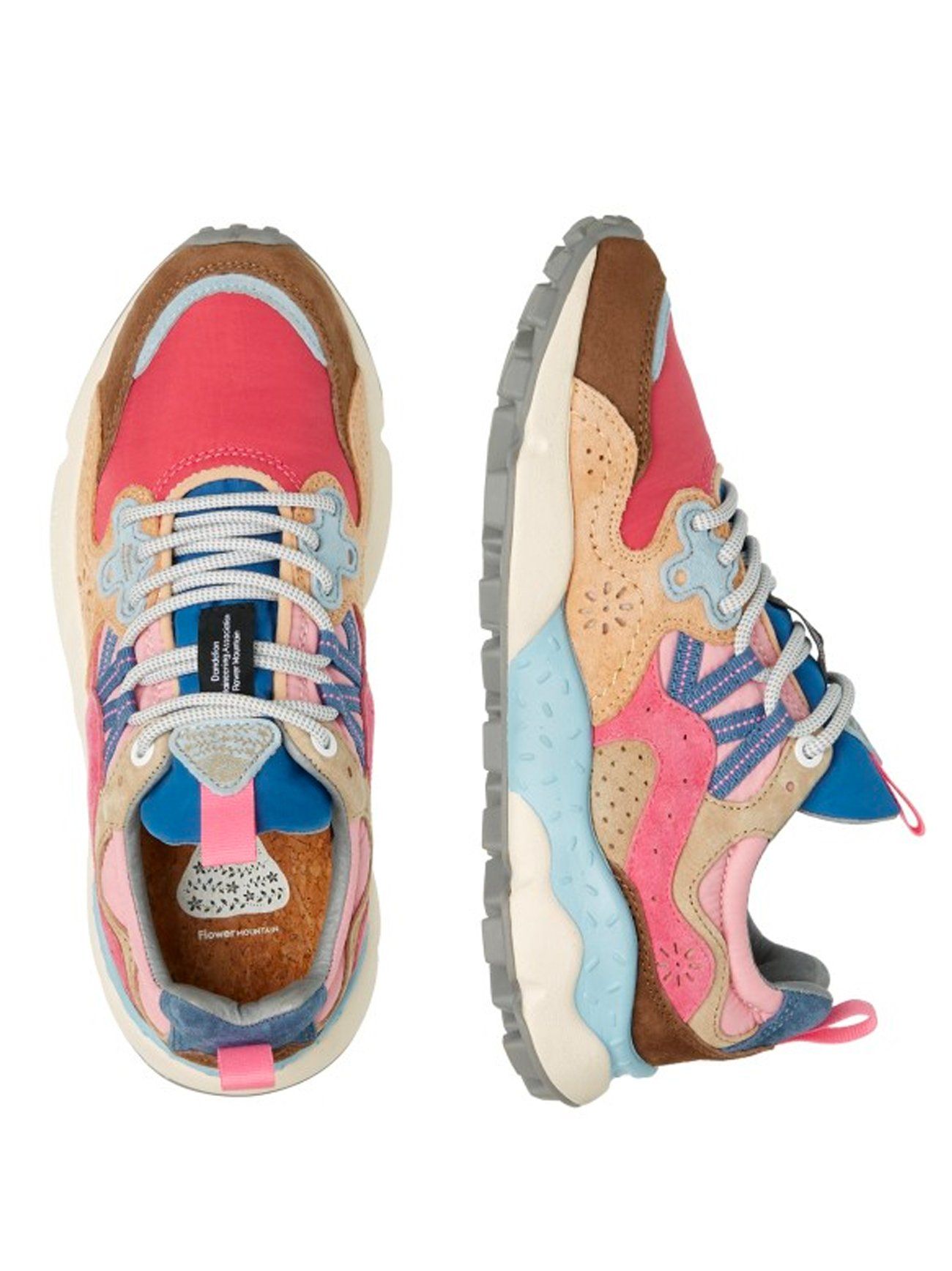 Flower Mountain Womens Pink Multicolour Yamano 3 Trainer | Designerwear