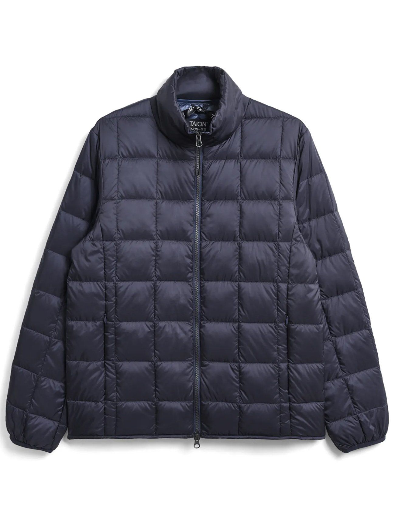 Taion Mens Navy Hi-Neck Zip Down Jacket | Designerwear