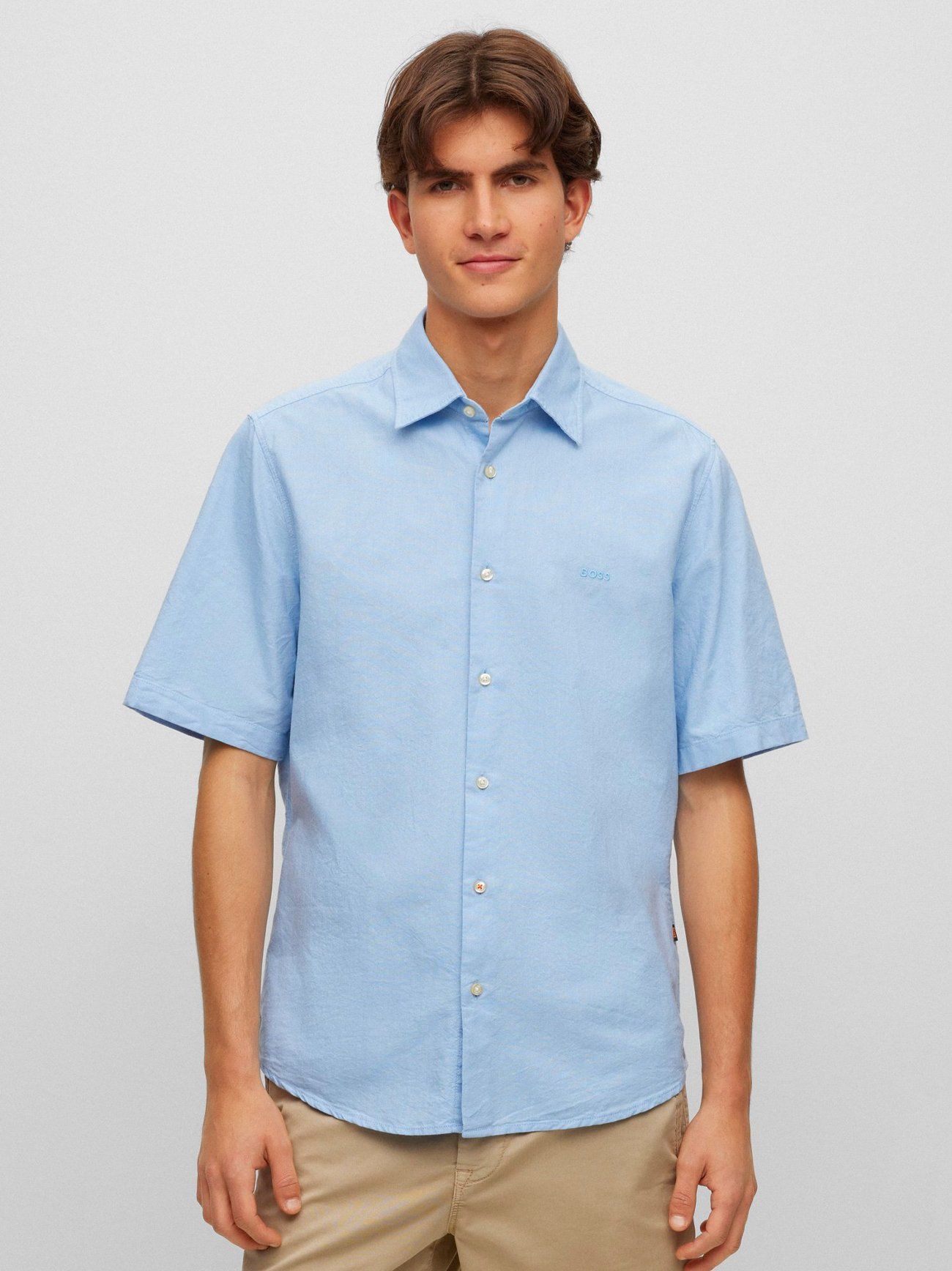 BOSS Open Blue Rash Short Sleeve Shirt | Designerwear | Next Day ...