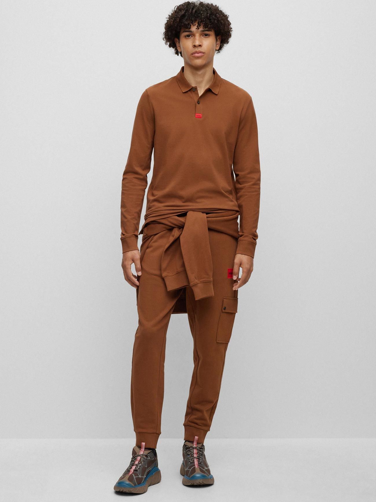 HUGO Mens Rust Copper Deresolo222 Polo Shirt | Designerwear