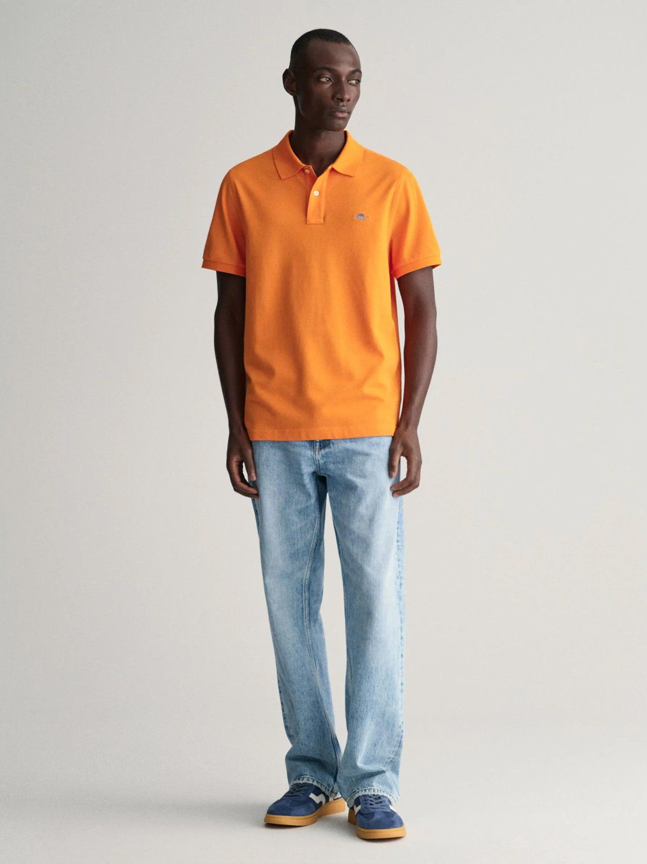Gant Mens Sweet Orange Shield Logo Pique Polo Shirt | Designerwear