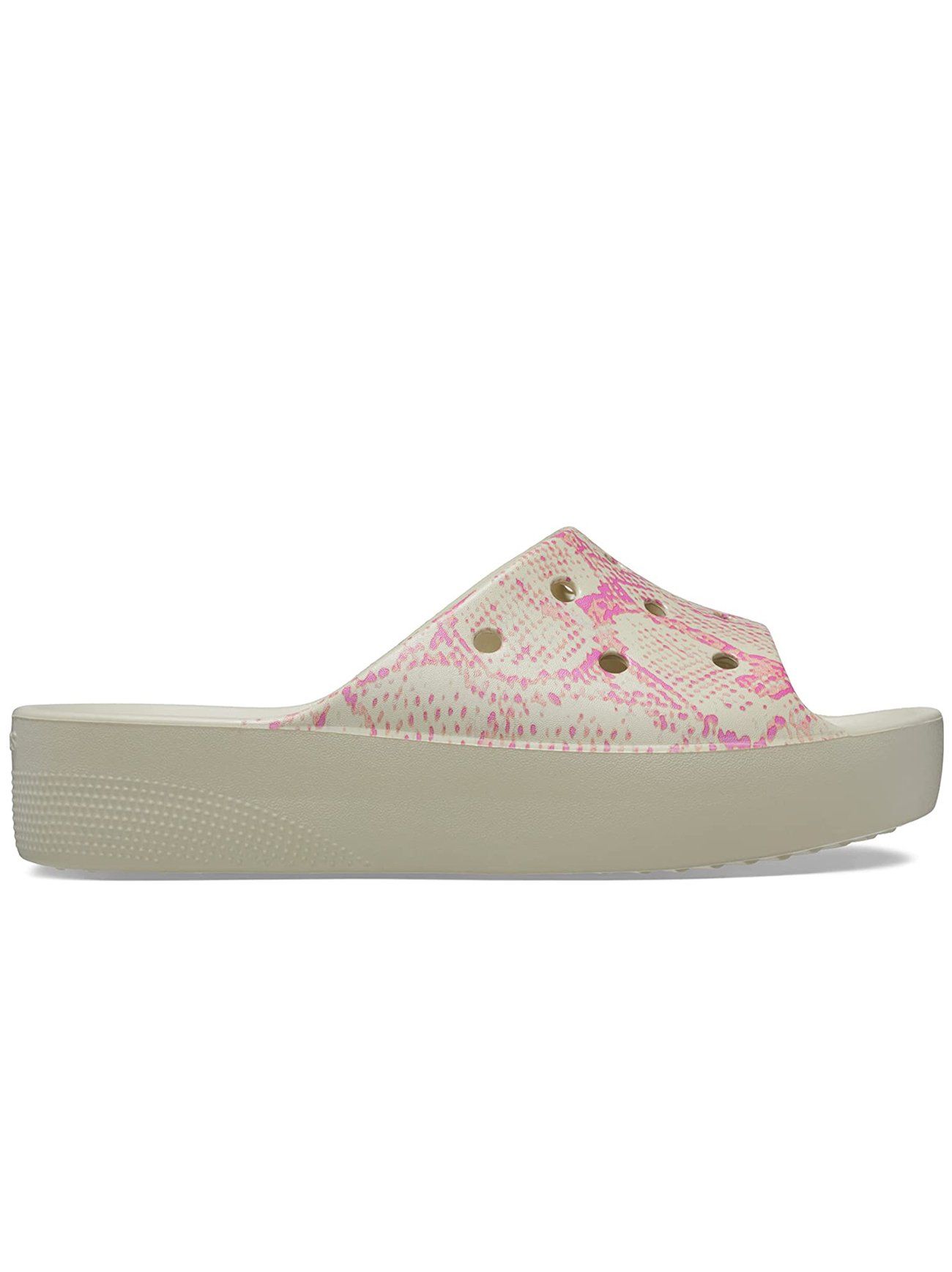 Crocs Bone Multicolour Classic Platform Slide | Designerwear | Hassle ...