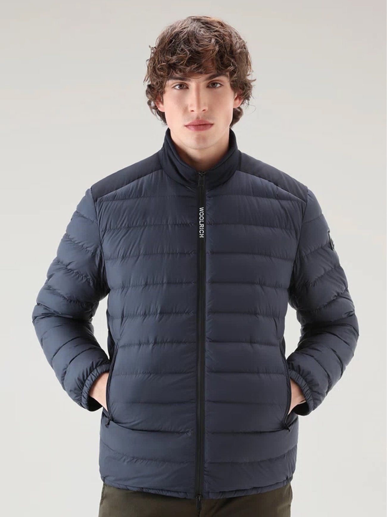Woolrich Mens Melton Blue Bering Tech Jacket | Designerwear | Signup ...