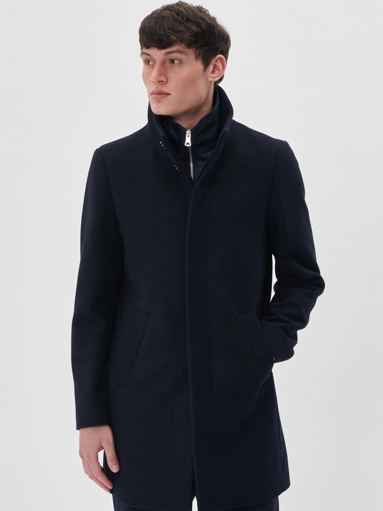 Matinique Mens Dark Navy Harvey Wool Coat | Designerwear